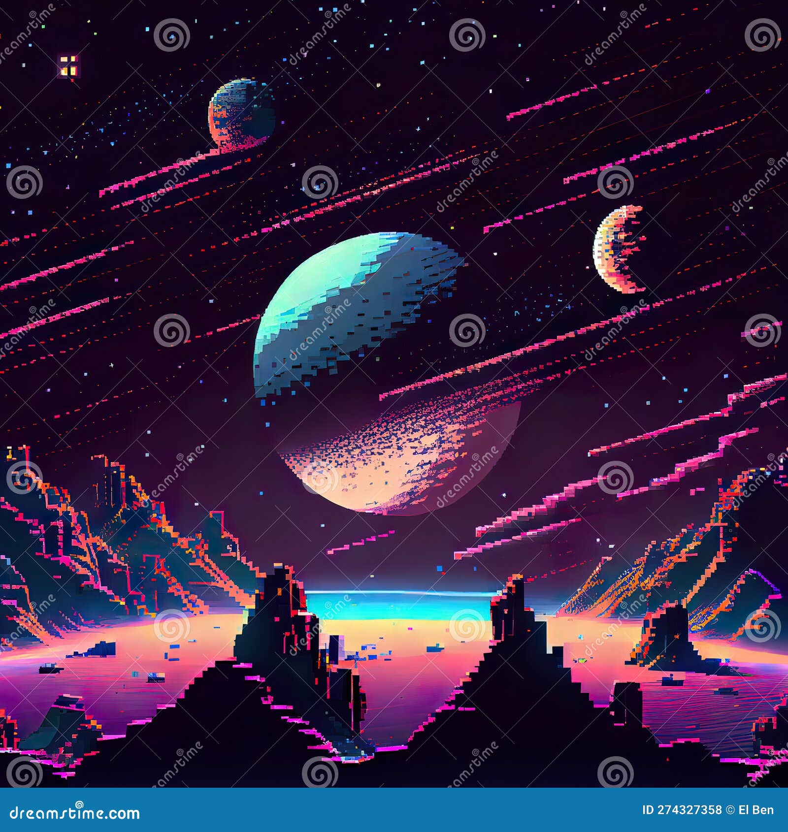 Pixel Art Space Background - Ai Generated Stock Illustration ...