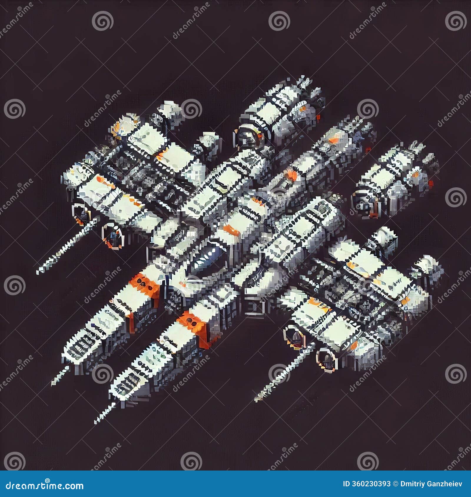 Pixel Art Space Dreadnought Stock Illustration - Illustration of ...