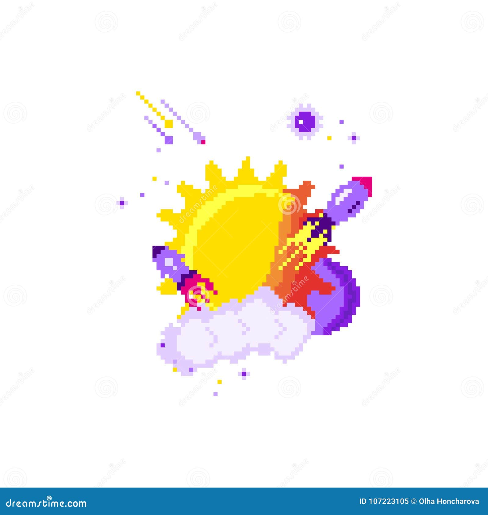 Pixel Art on Space Theme on White Background. Stock Vector ...