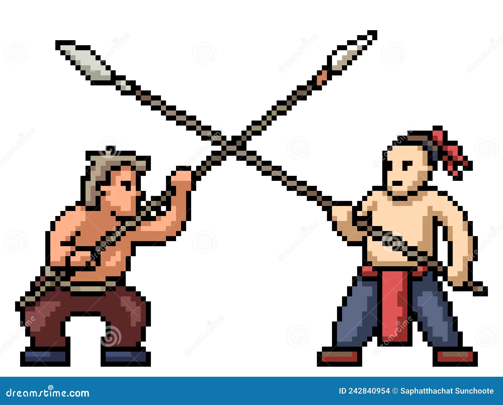 Pixel art spear fight duel stock illustration. Illustration of cute ...