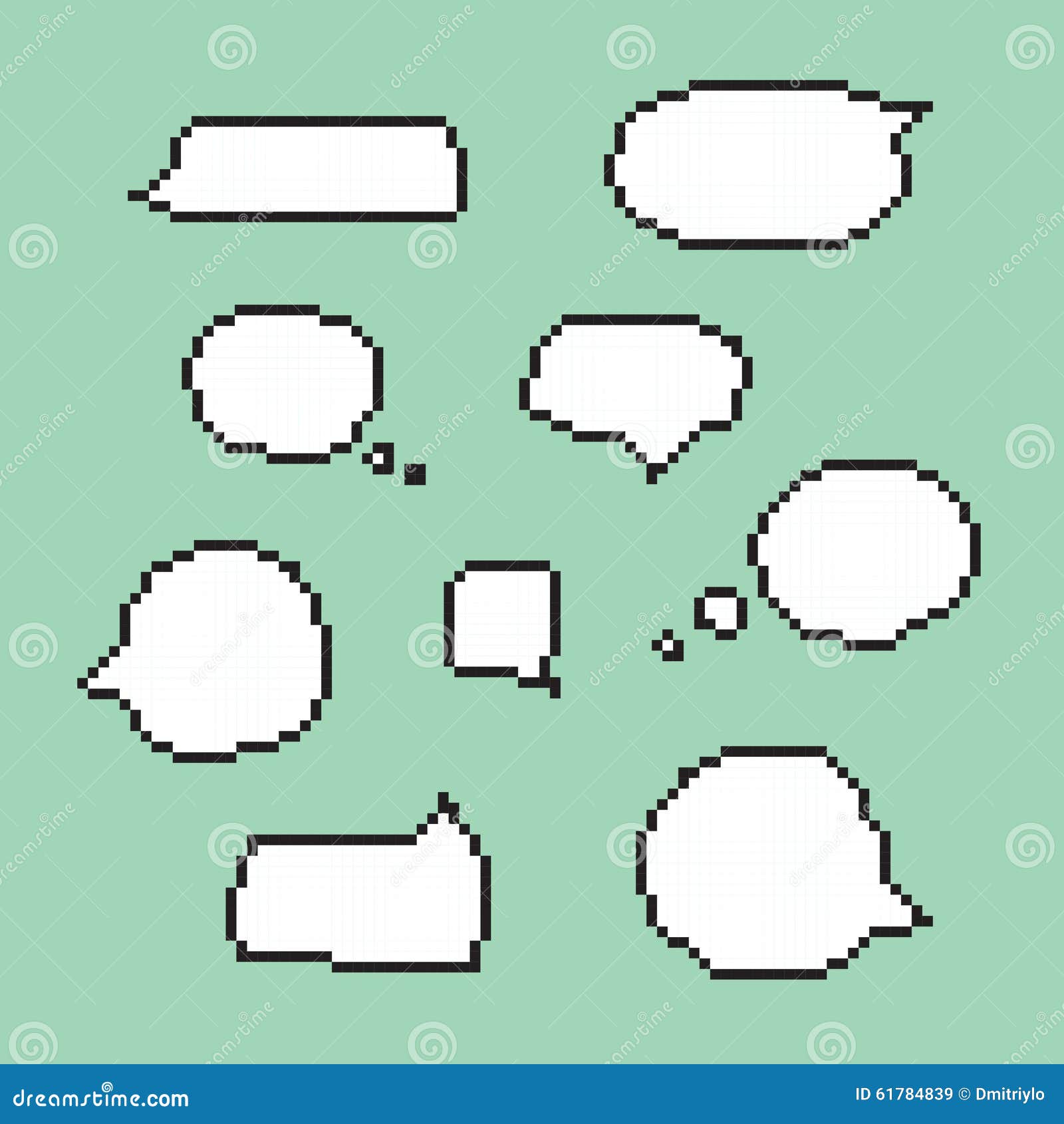 Pixel Art Speech Bubbles Isolated Vector Stock Vector - Illustration of ...