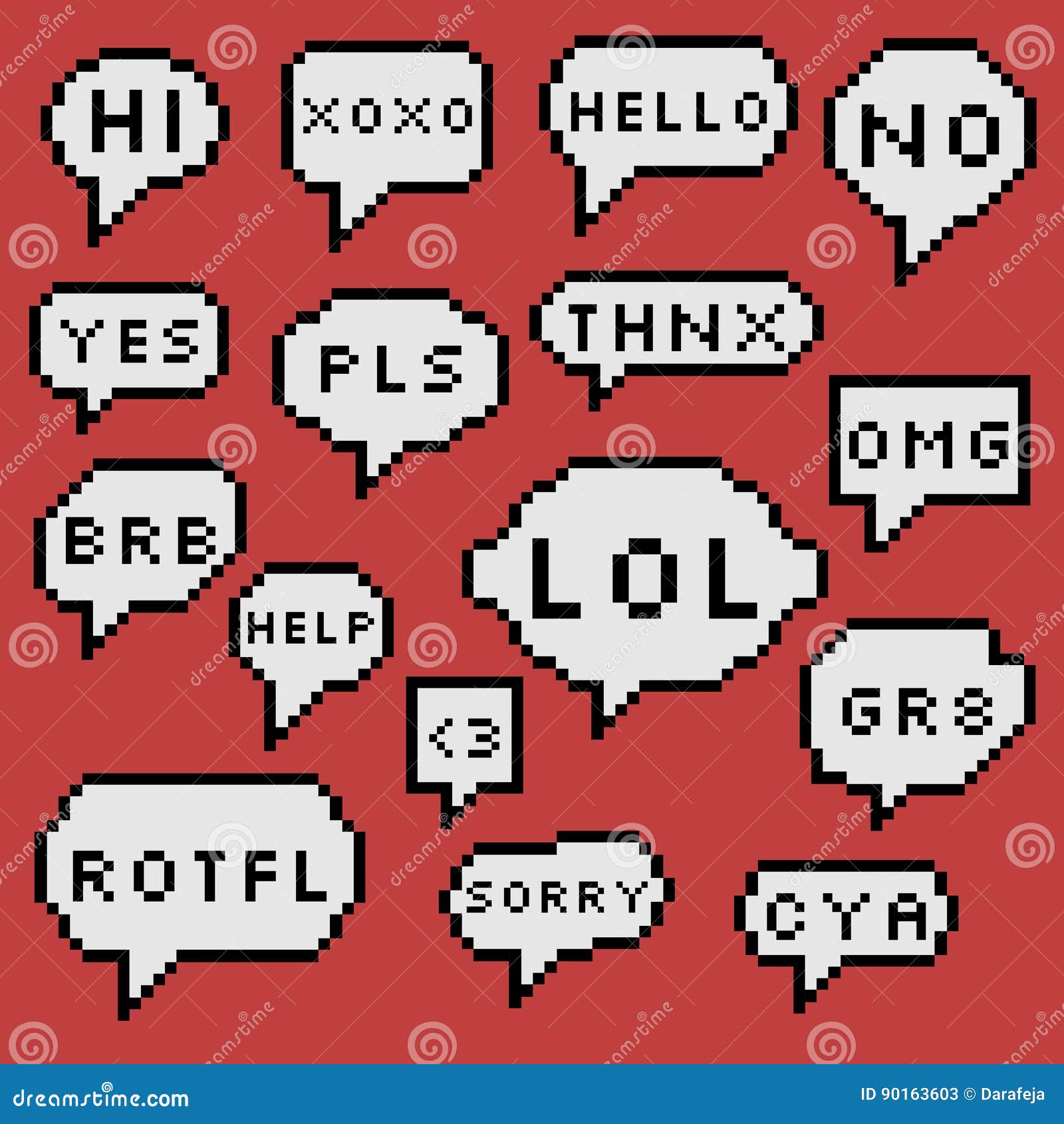 Pixel Art Speech Bubbles with Text Stock Illustration - Illustration of ...