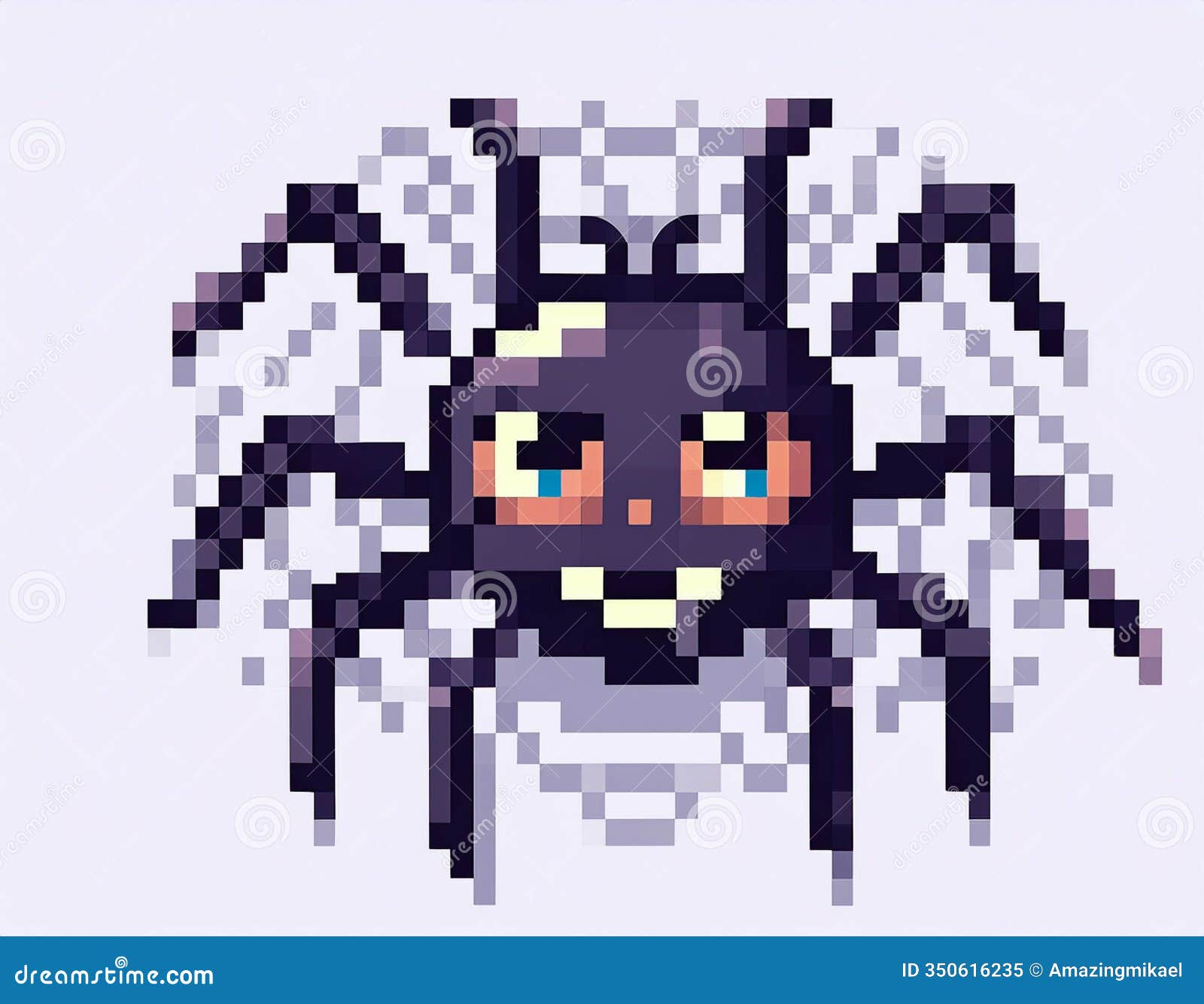 Pixel Art Spider Web Mascot with Eyes Stock Illustration - Illustration ...