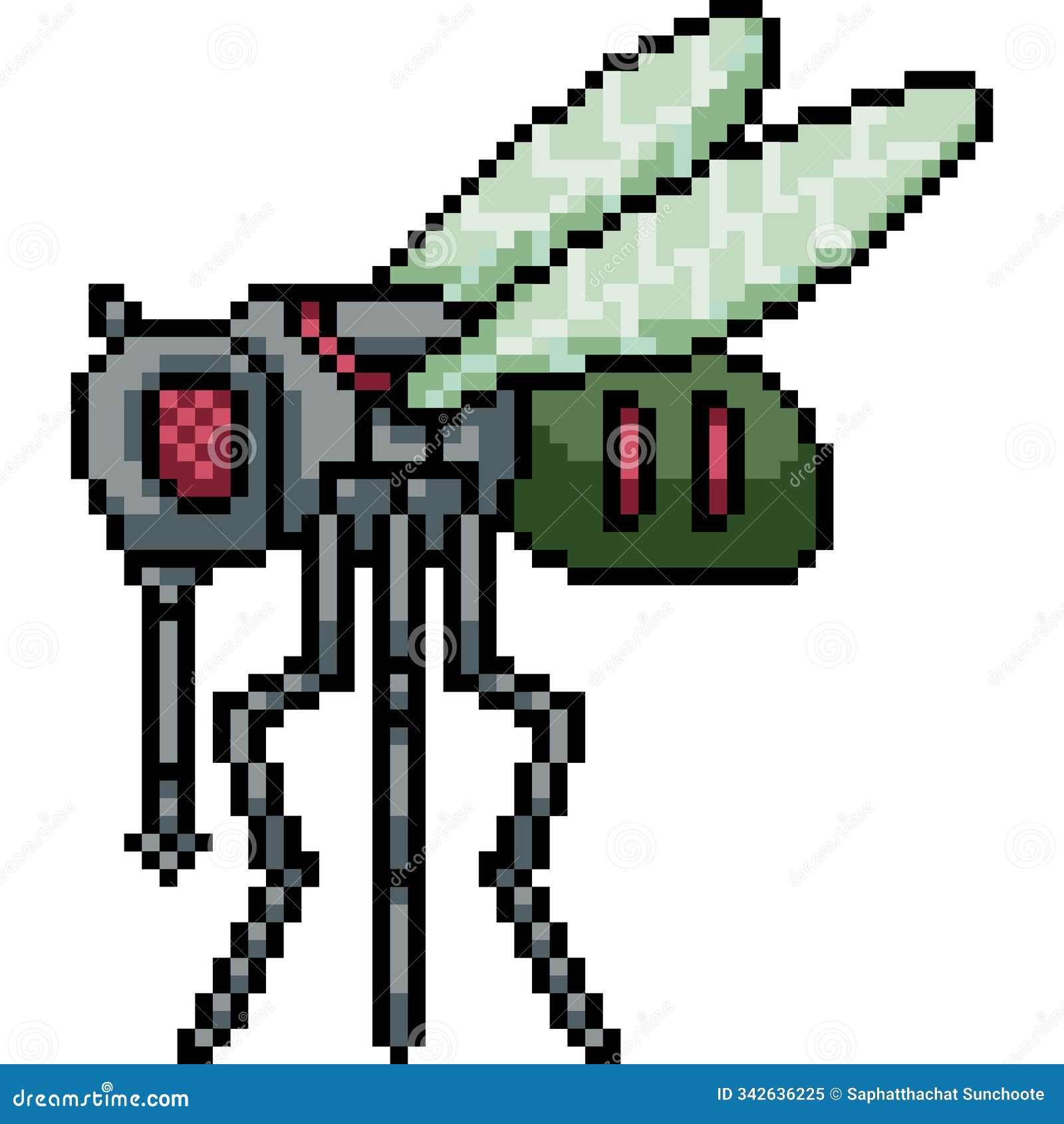 Pixel art of spy robot fly stock vector. Illustration of transparent ...