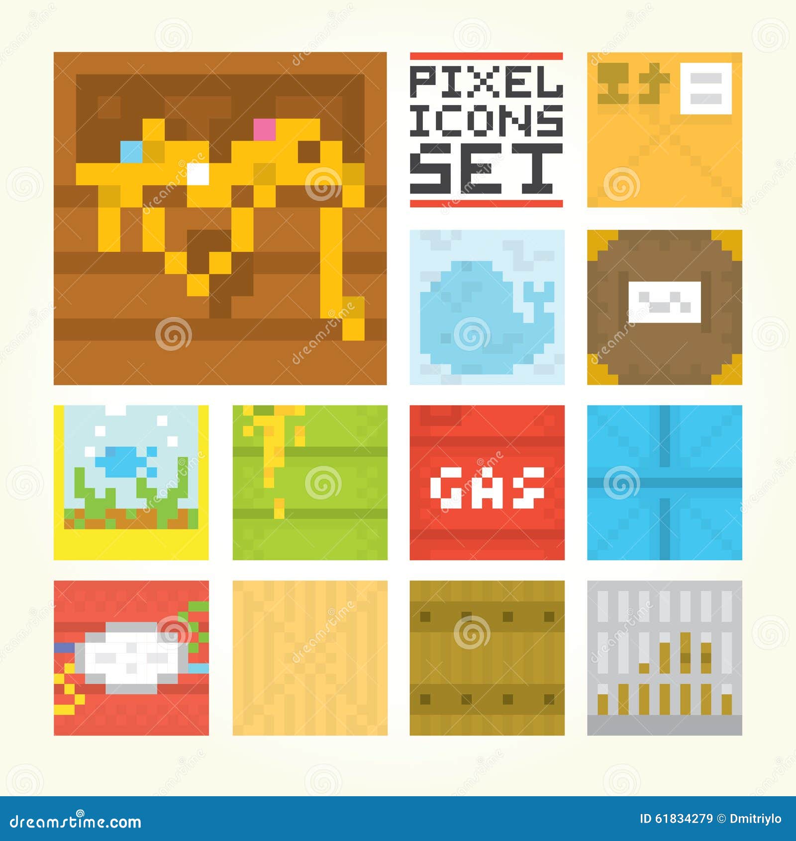 Pixel Art Square Icons Vector Set Stock Vector - Illustration of fish ...