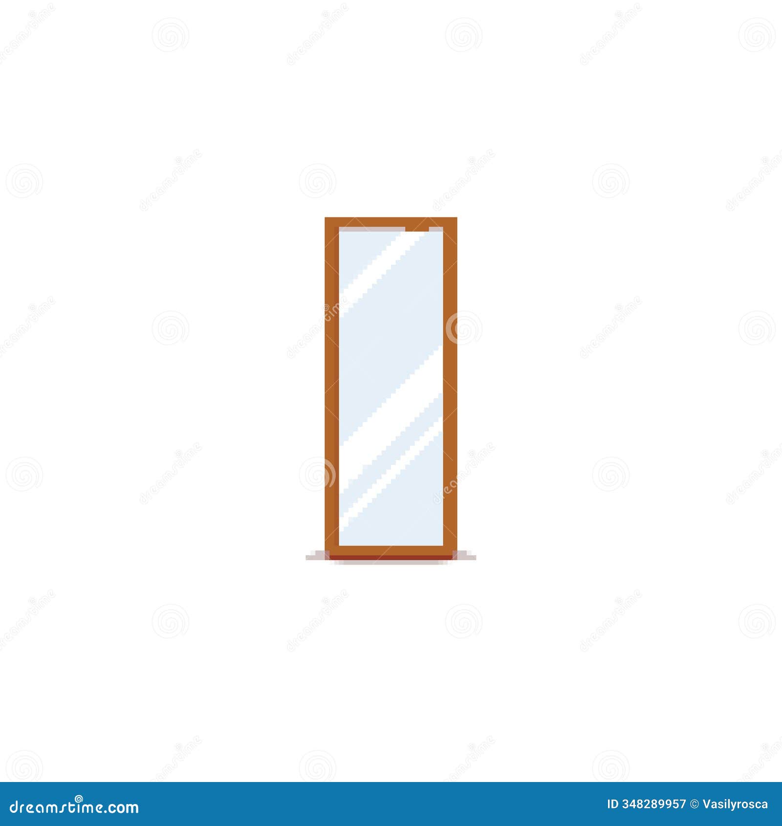 Pixel Art Square Mirror with Wooden Frame. Minimalistic Mirror Design ...