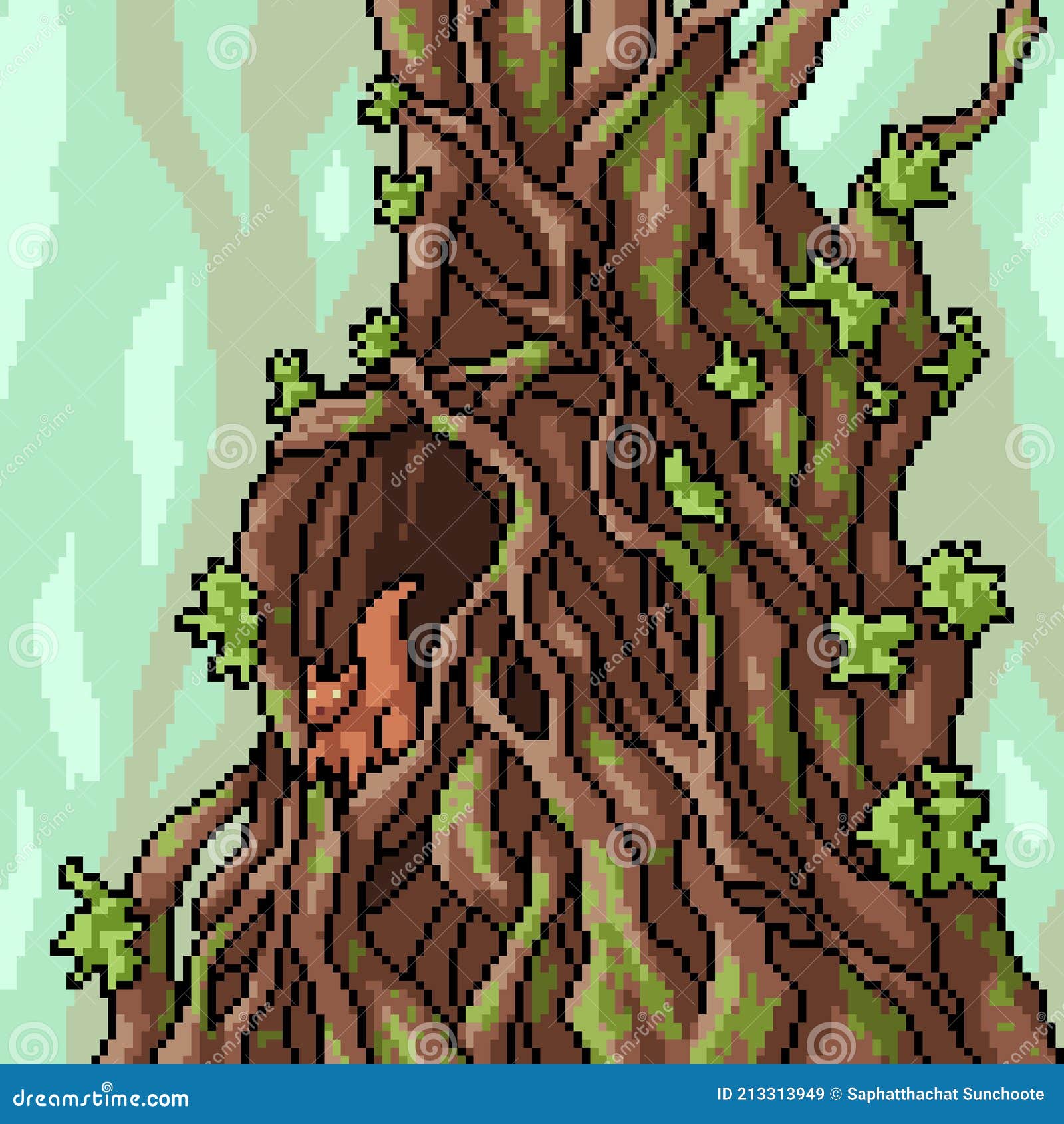 Pixel Art Squirrel Tree House Stock Vector - Illustration of cartoon ...