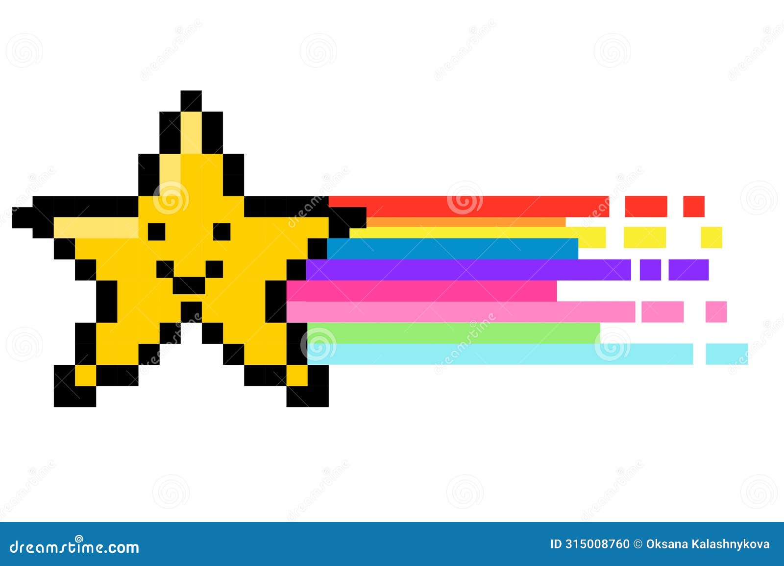 Cute Pixel Art Star and Rainbow Icon. Geek Element in the Style of 90s ...