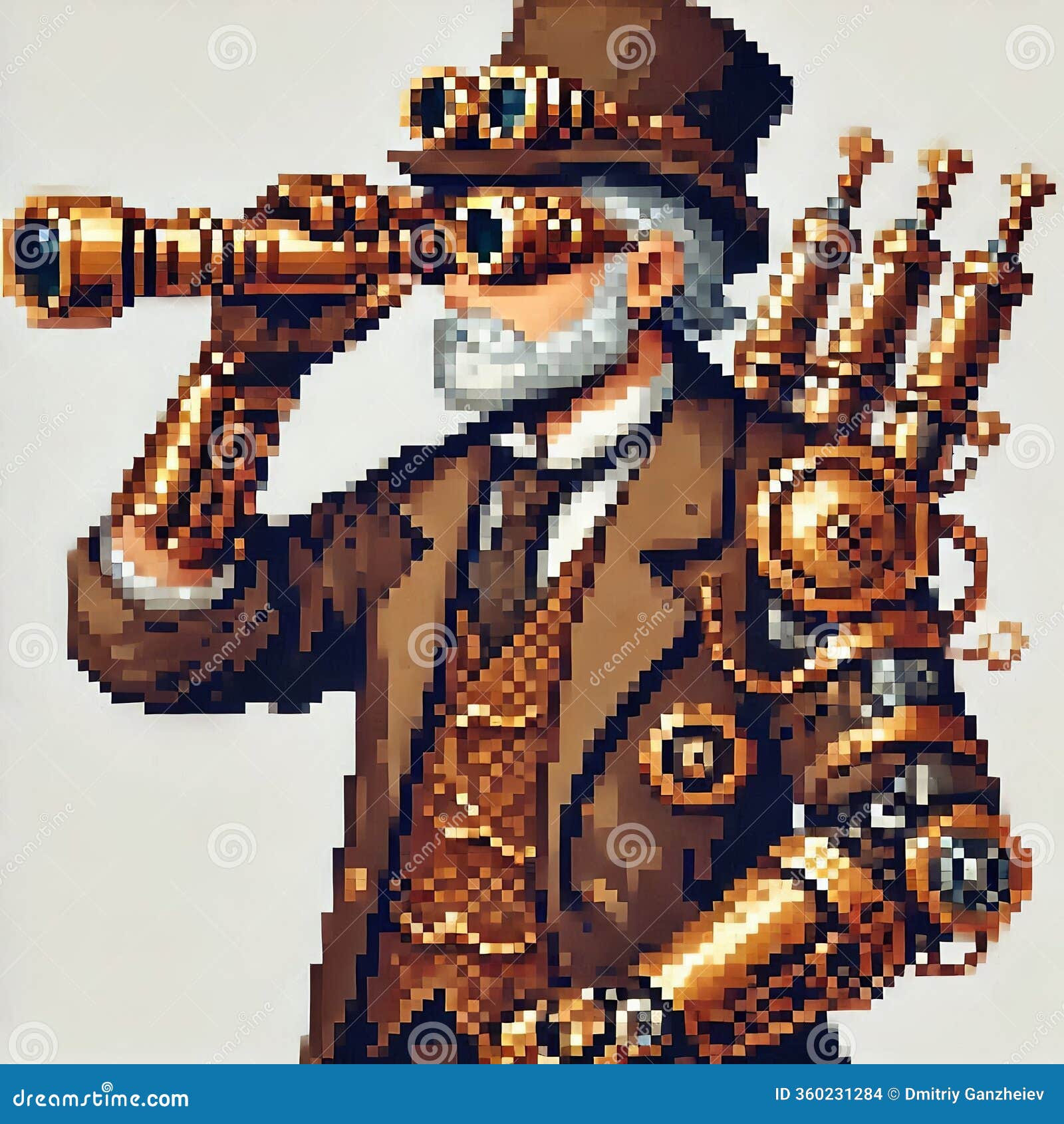 Pixel Art Steampunk Cityscape At Sunset With Airships Royalty-Free Stock Image | CartoonDealer ...