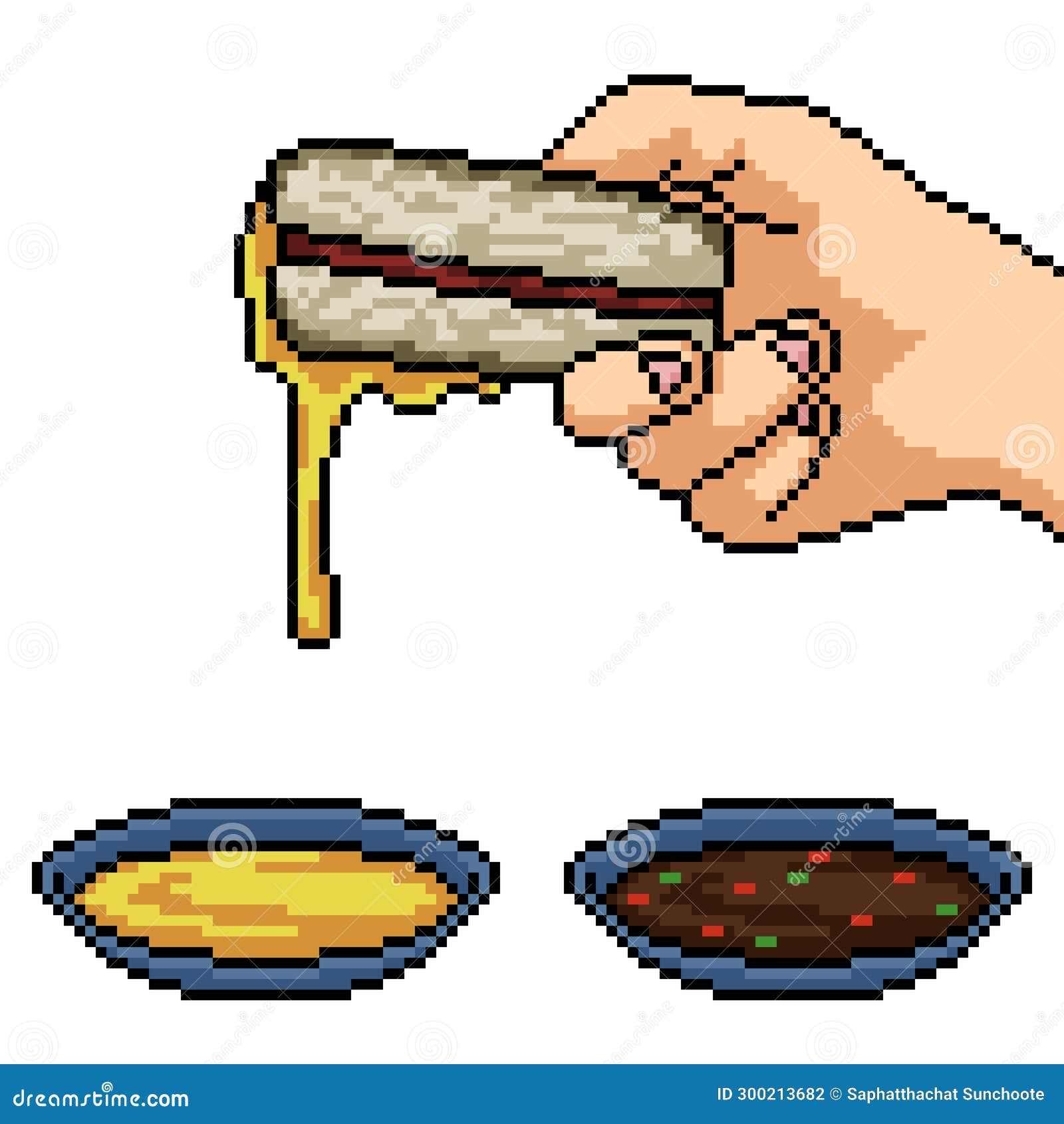 Pixel Art Sticky Rice Snack Stock Illustration - Illustration of vector ...