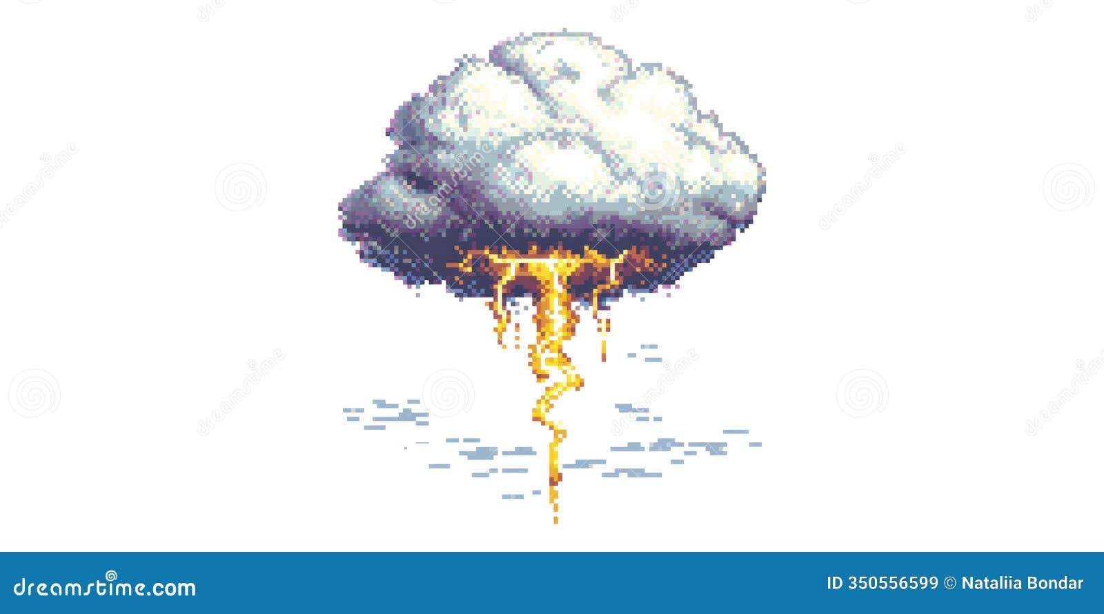 Pixel Art Storm Cloud with Lightning Isolated on Transparent Background Stock Illustration ...