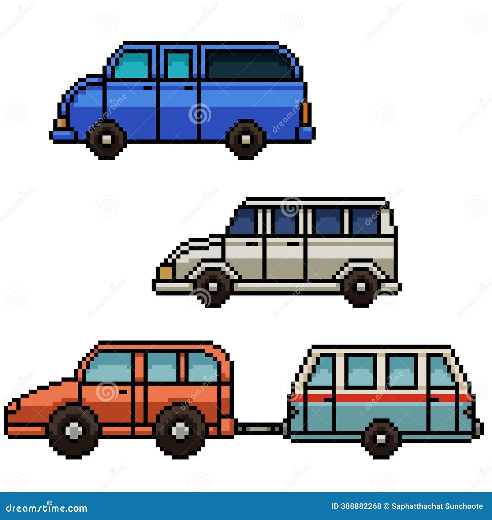Pixel Art of Strange Van Car Stock Vector - Illustration of side, road ...