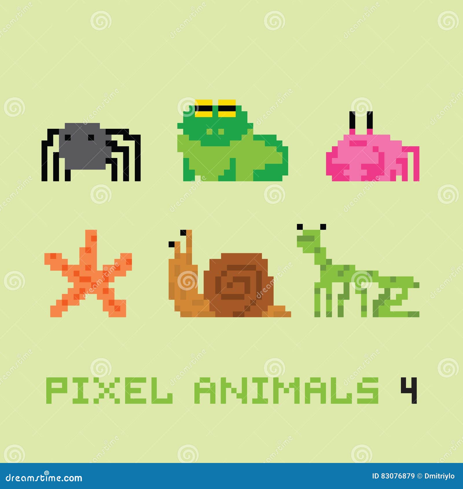 Pixel Art Style Animals Cartoon Vector Set 4 Stock Vector ...