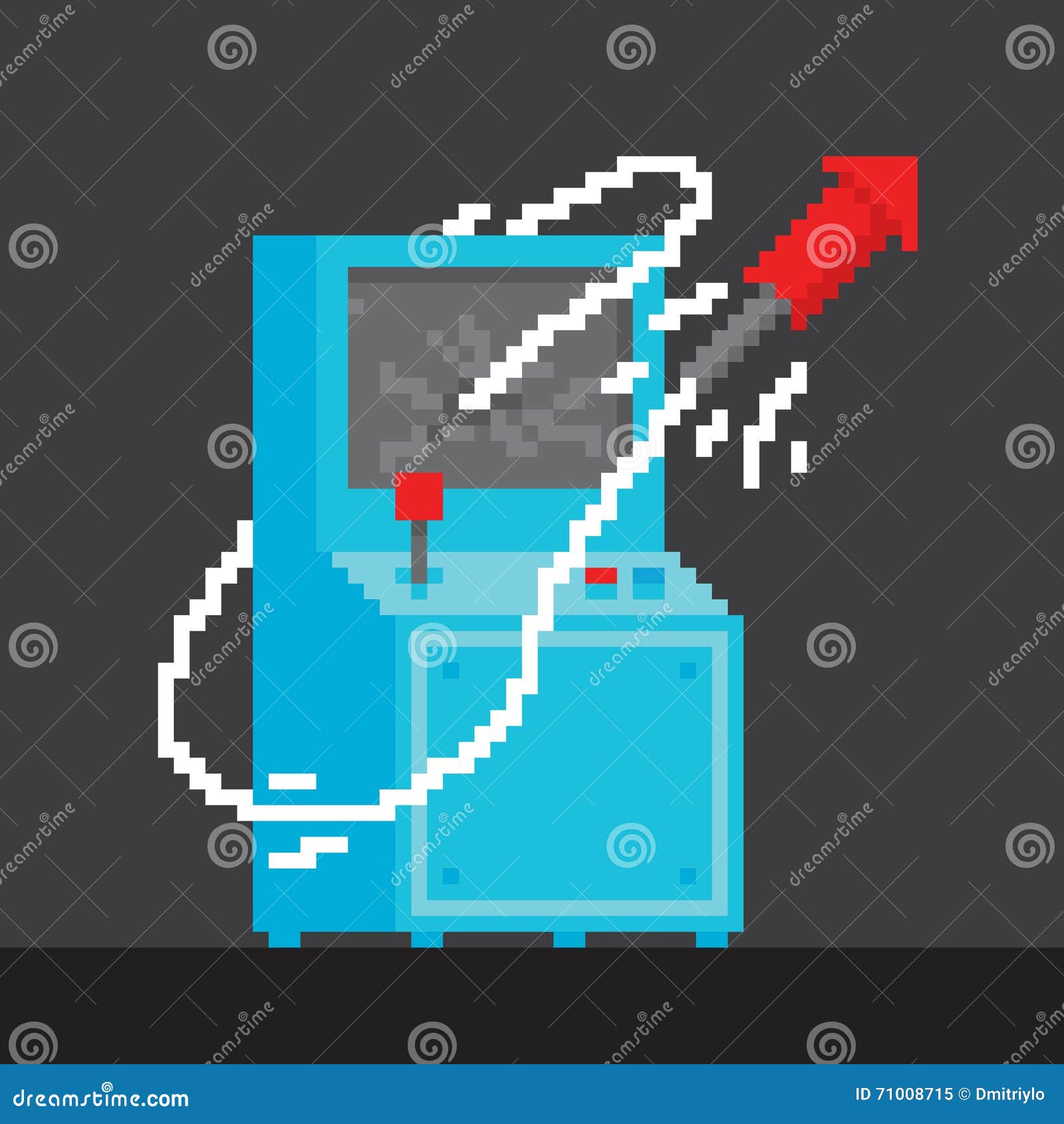 Pixel Art Style Arcade Game Cabinet with Firework Vector Illustration ...