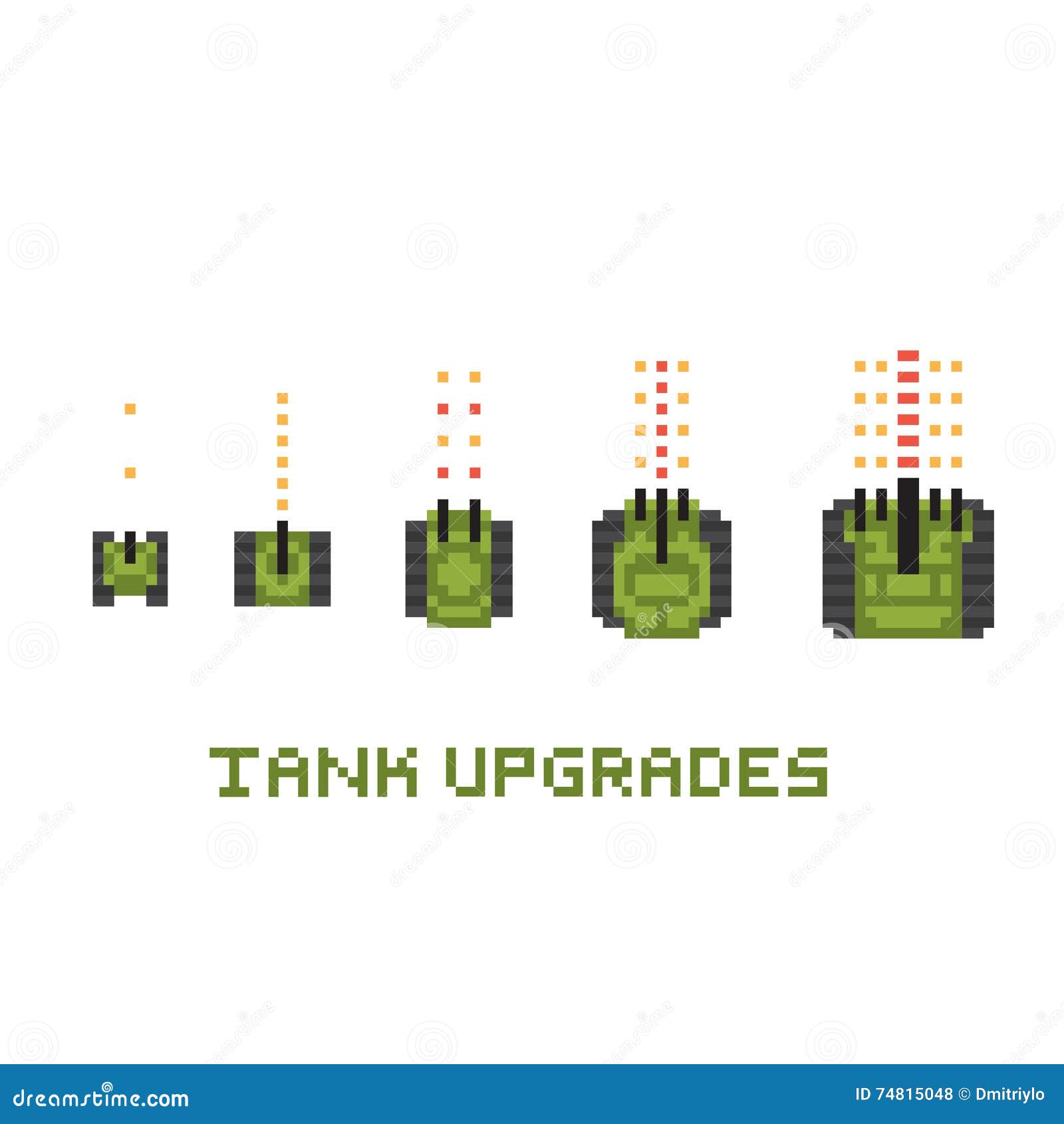 Pixel Art Style Army Tank Game Upgrades Vector Set Stock Vector ...