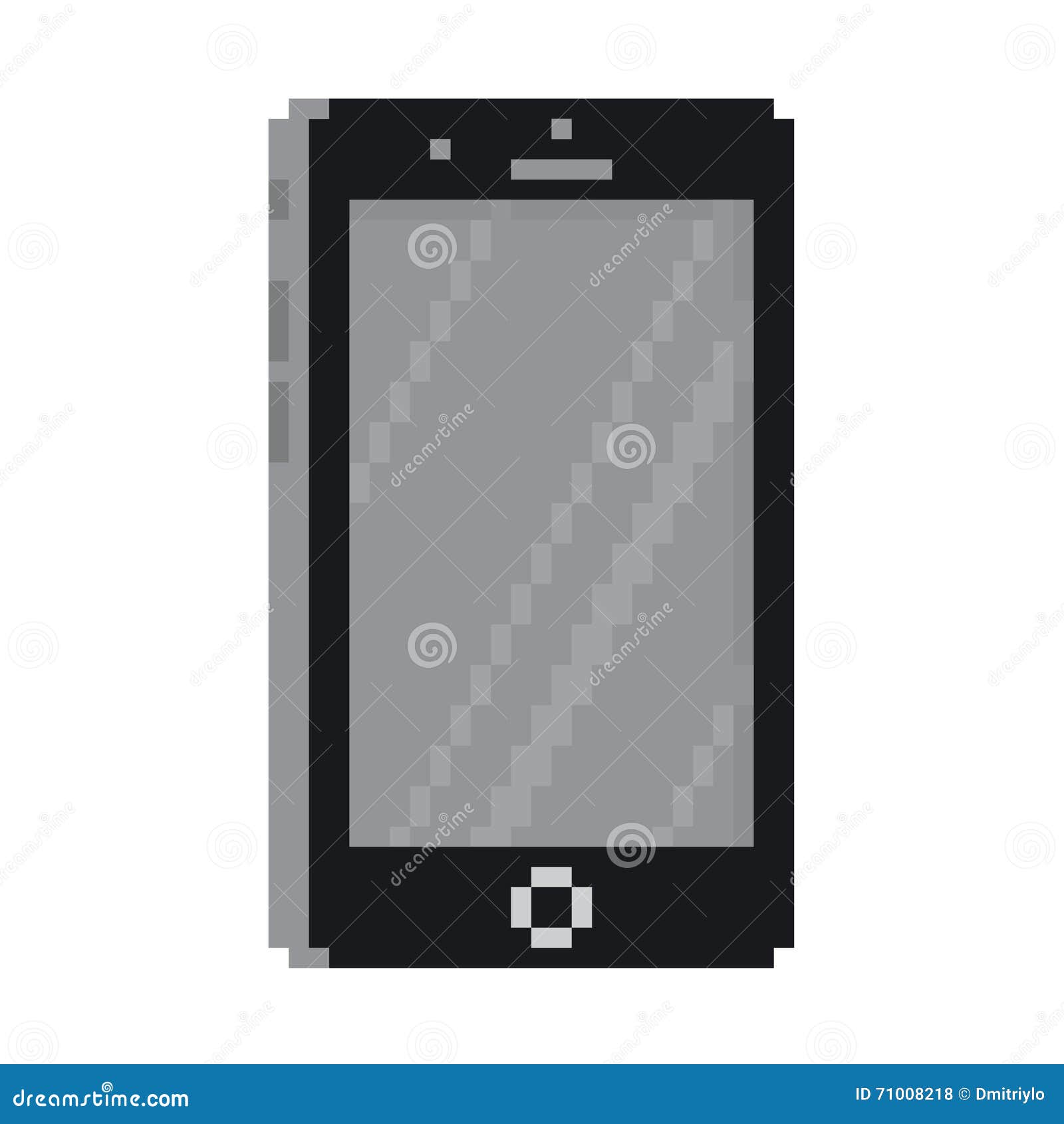 Pixel Art Style Black Smartphone Gadget Isolated Vector Illustration ...