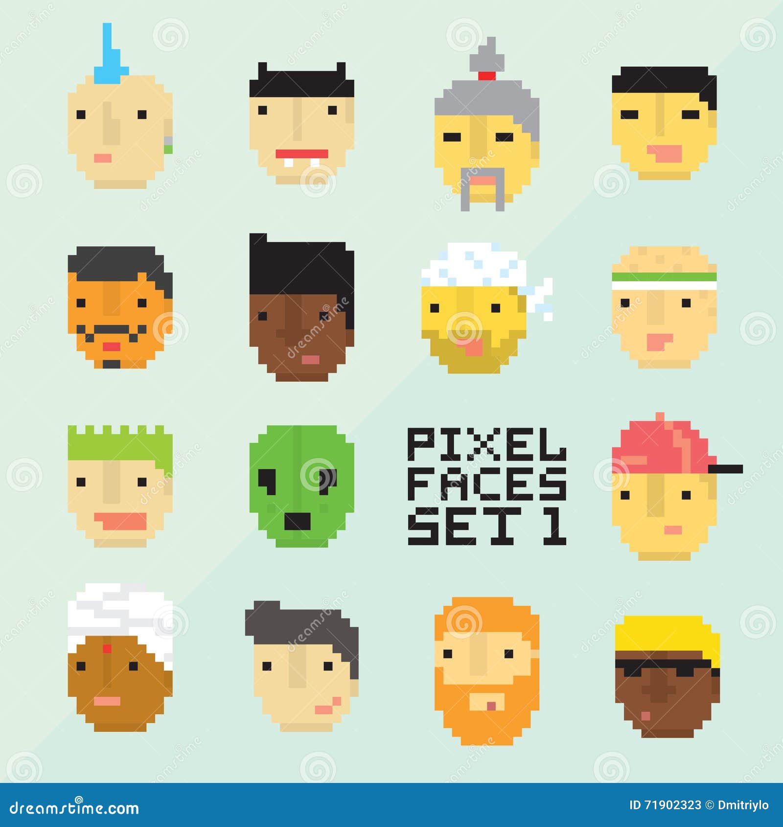 Pixel Art Style 15 Cartoon Avatar Faces Vector Set 1 | CartoonDealer ...