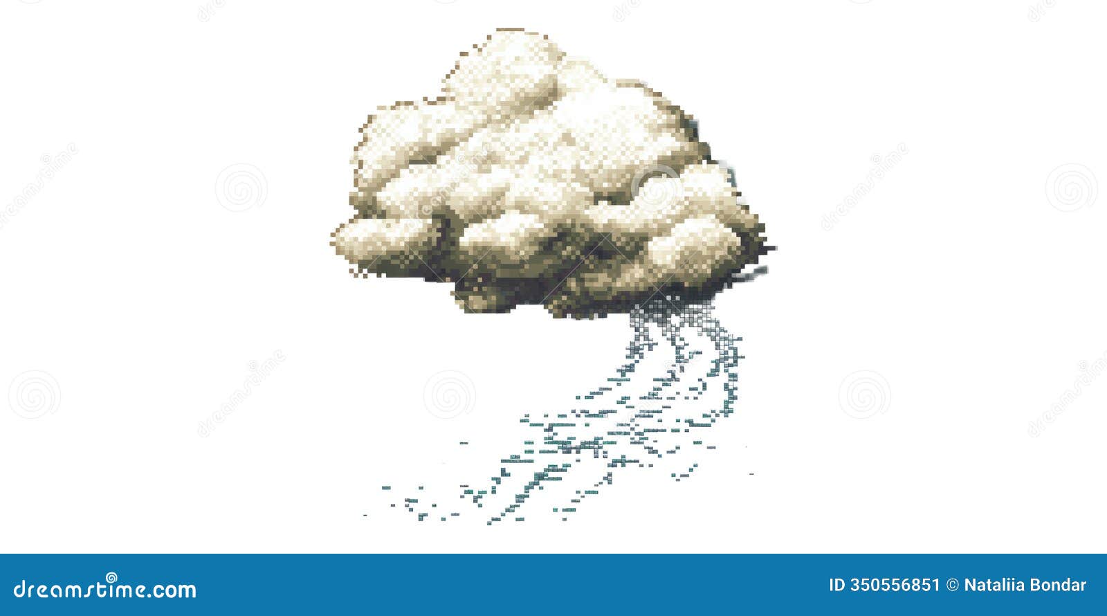 Pixel Art Style Cloud with Rain Isolated on Transparent Background ...