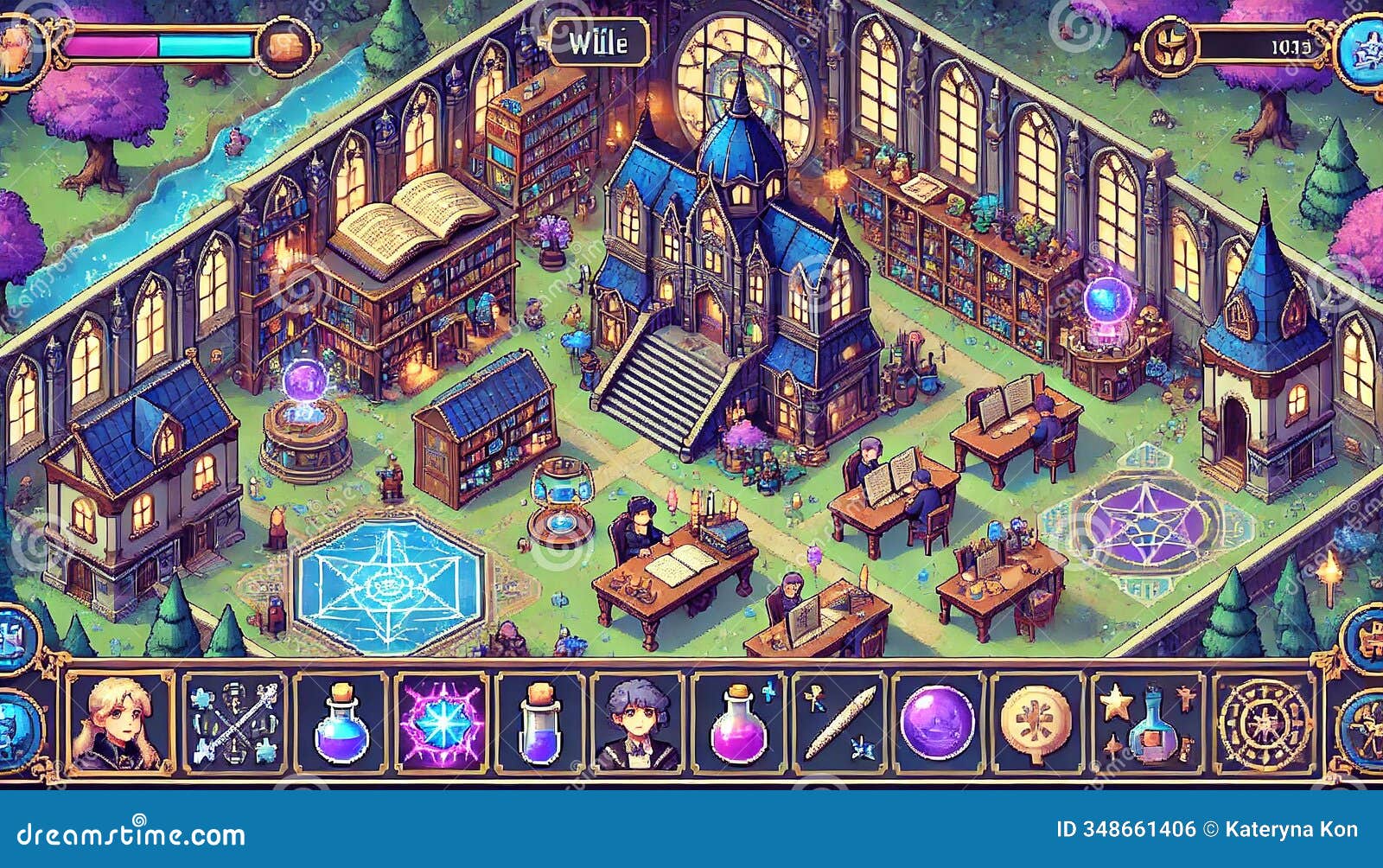 Pixel Art Wizard Casting Magic Spell In Enchanted Forest Stock Photo ...