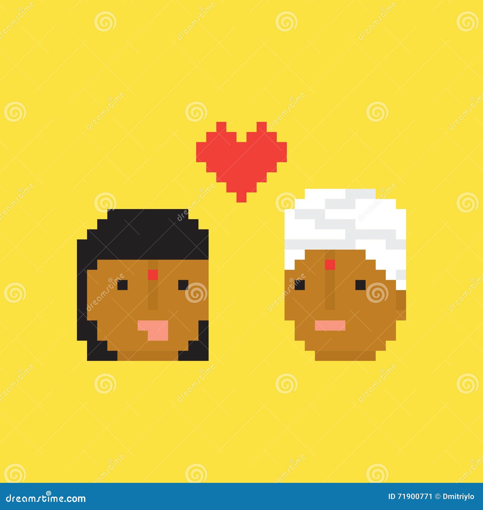 Pixel Art Style Indian Couple in Love Illustration Stock Illustration ...