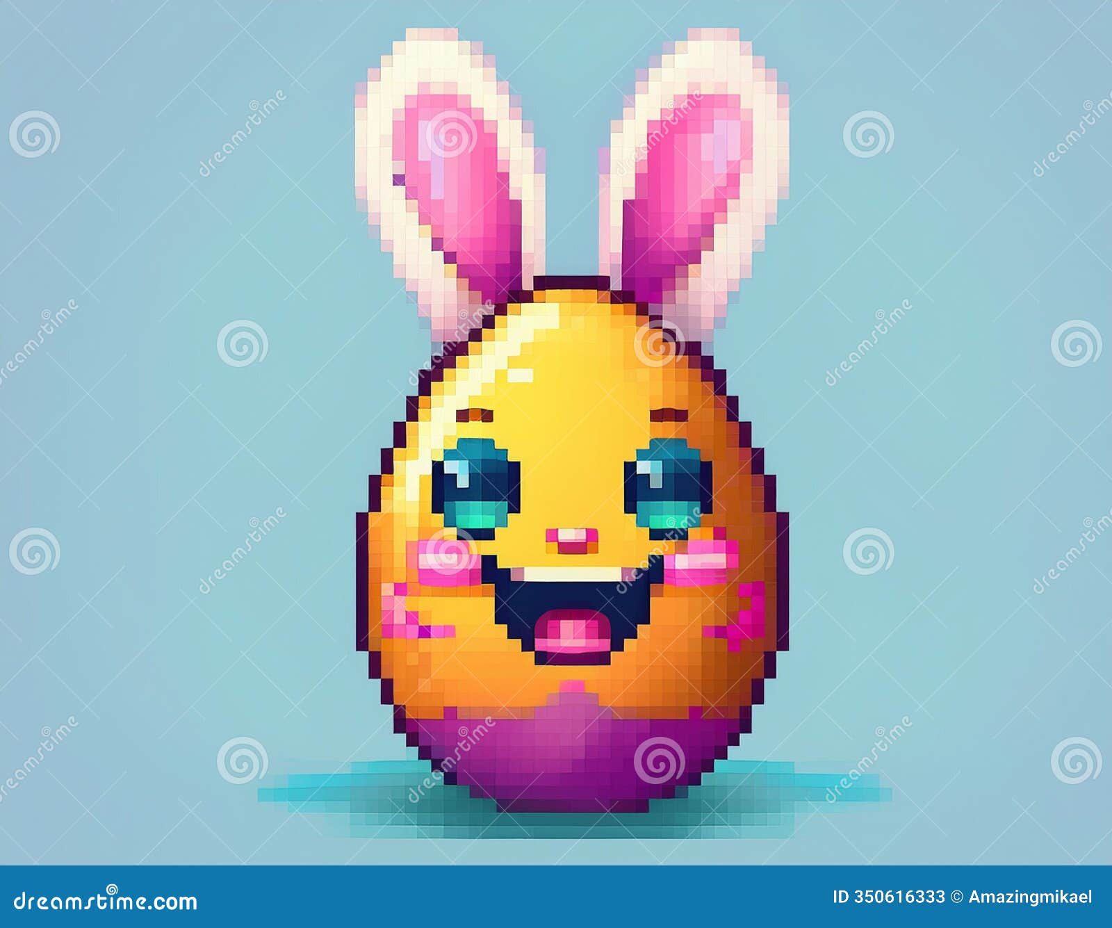 Pixel Art Easter Egg Mascot with Bunny Ears Stock Illustration ...