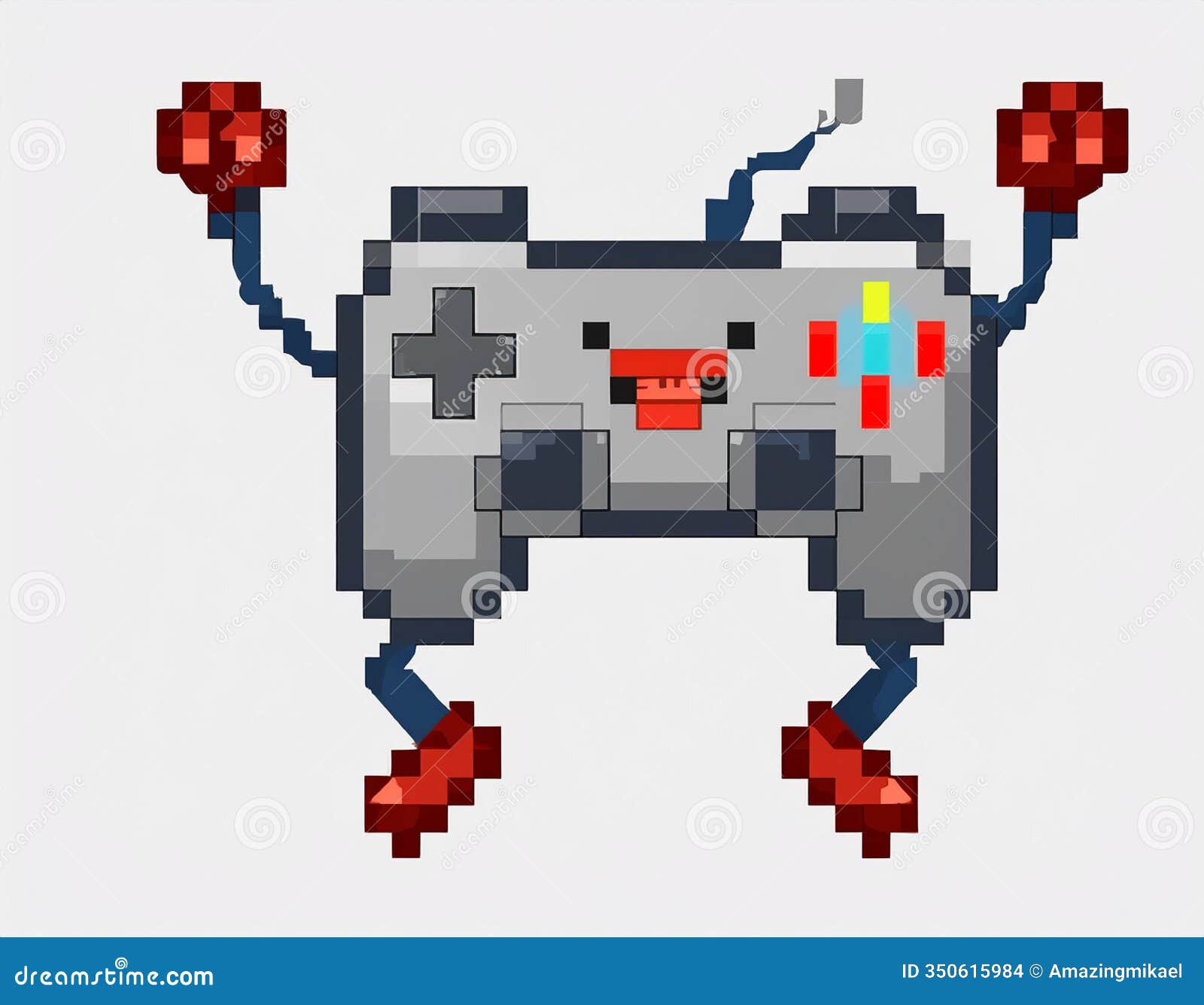 Pixel Art Game Controller Mascot Jumping in Joy Stock Illustration ...