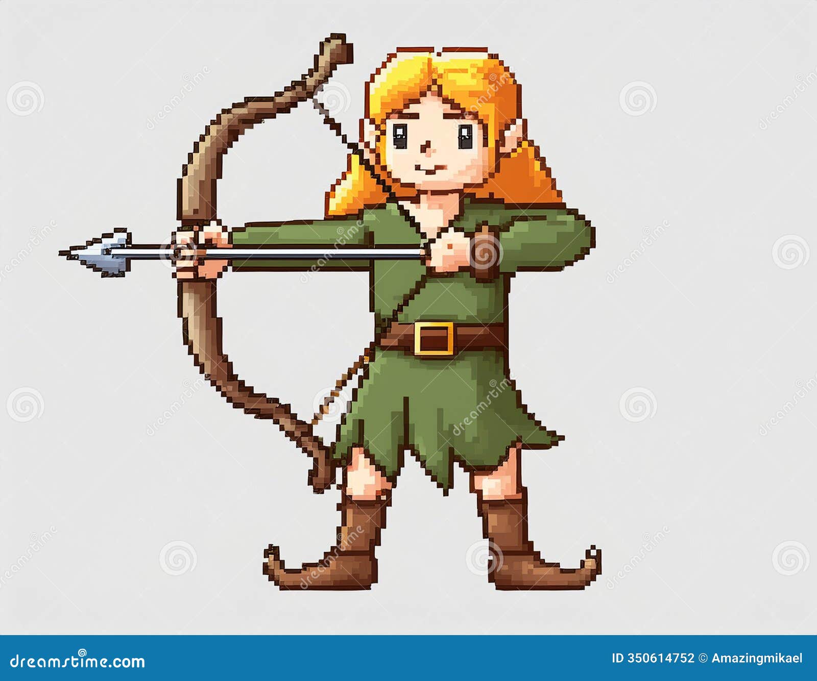 Pixel Art Elf Archer Aiming Bow Stock Illustration - Illustration of ...