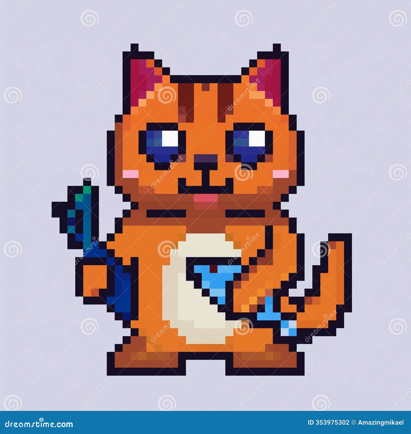 Pixel Art Style Pixelated Cat Stock Photo - Image of pixelated, cartoon ...