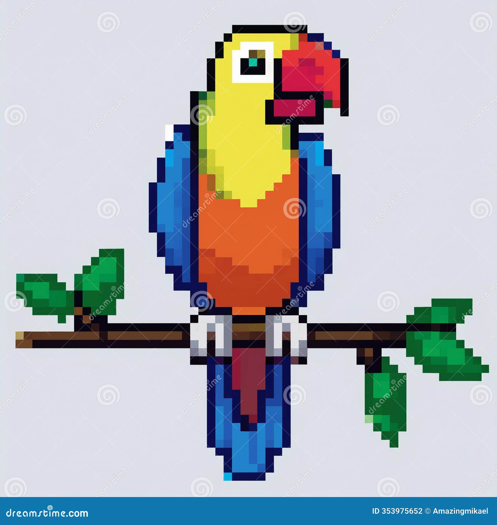 Pixel Art Style Pixelated Parrot Stock Photo - Image of sitting, style ...