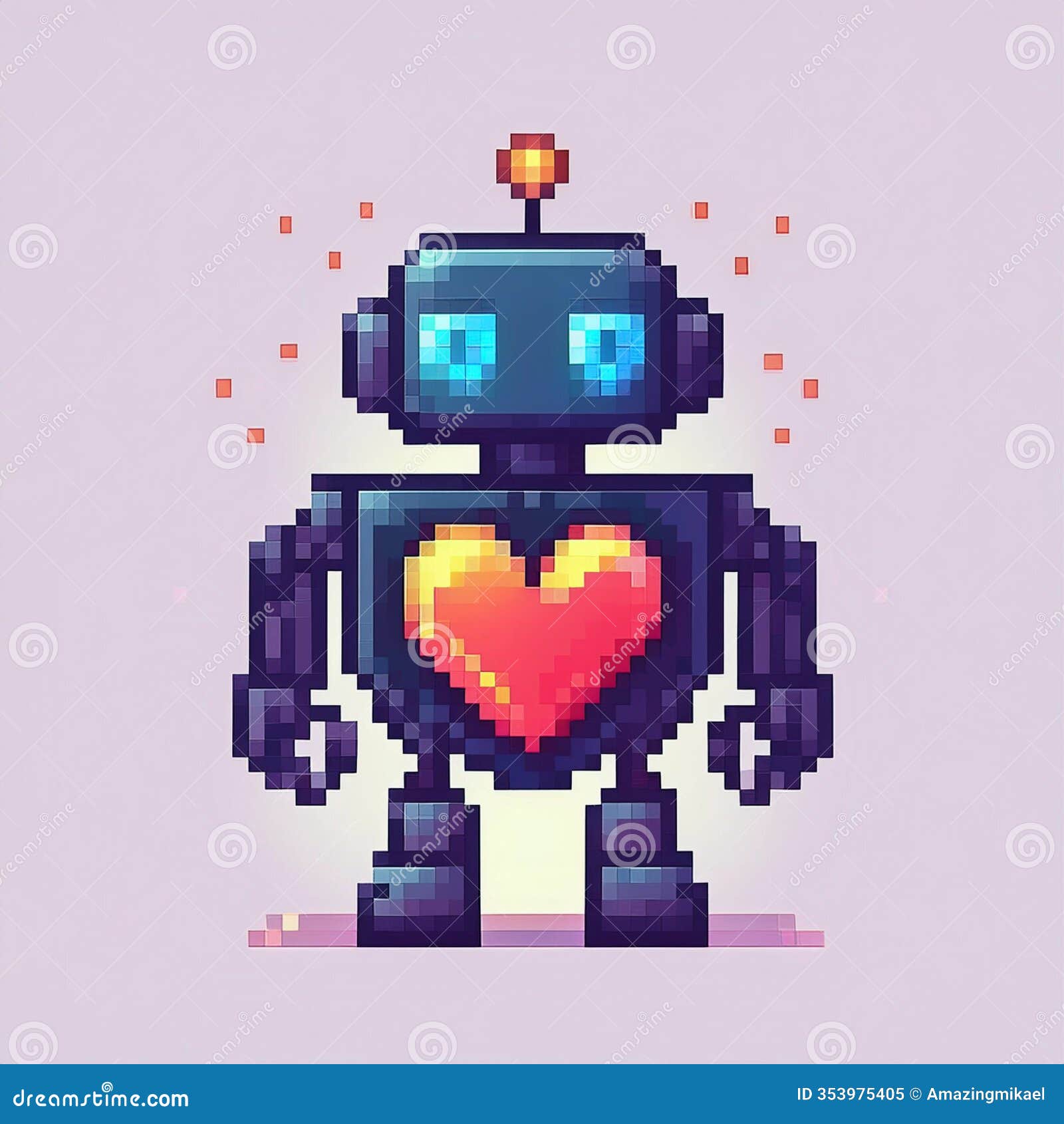 Pixel Art Style Pixelated Robot Stock Image - Image of full, symbol ...