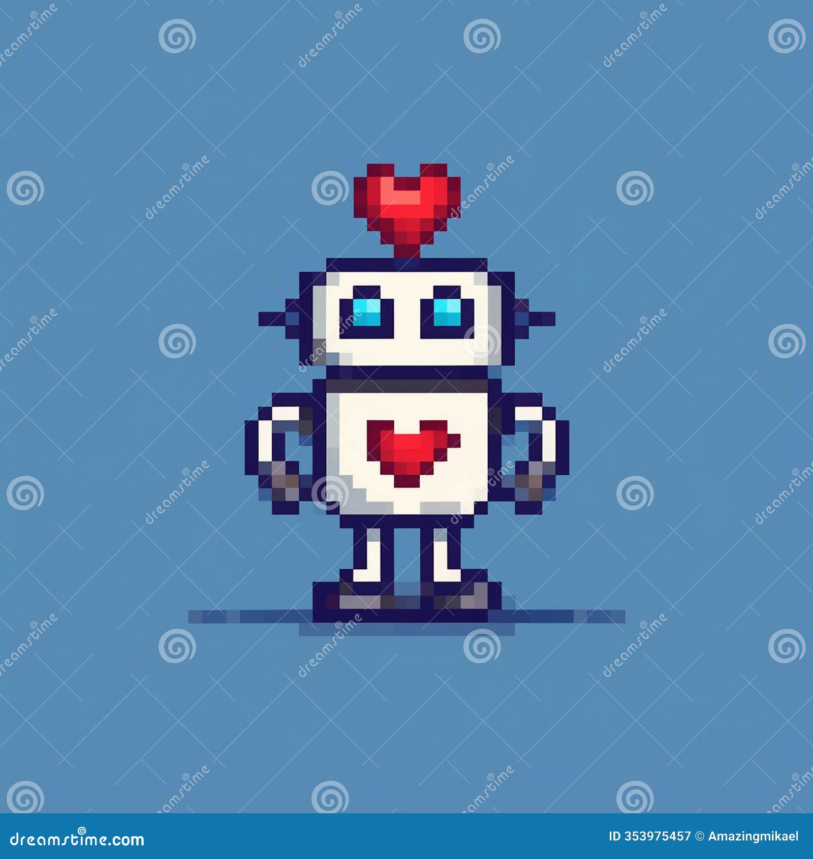Pixel Art Style Pixelated Robot Stock Image - Image of heart, length ...