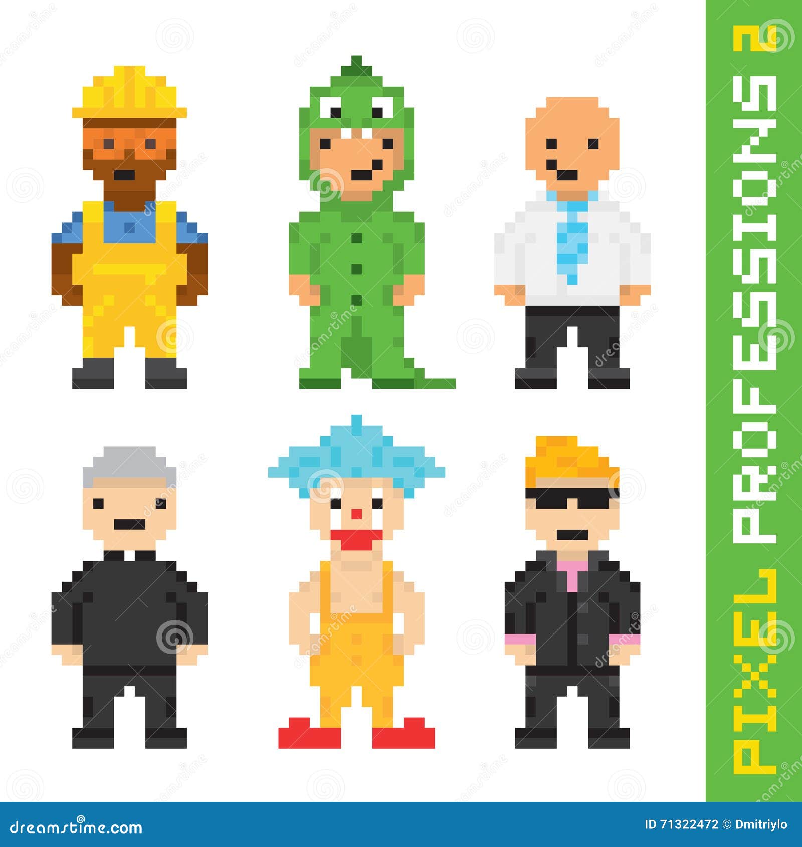 Pixel Art Style Professions Vector Set 2 Stock Vector - Illustration of ...