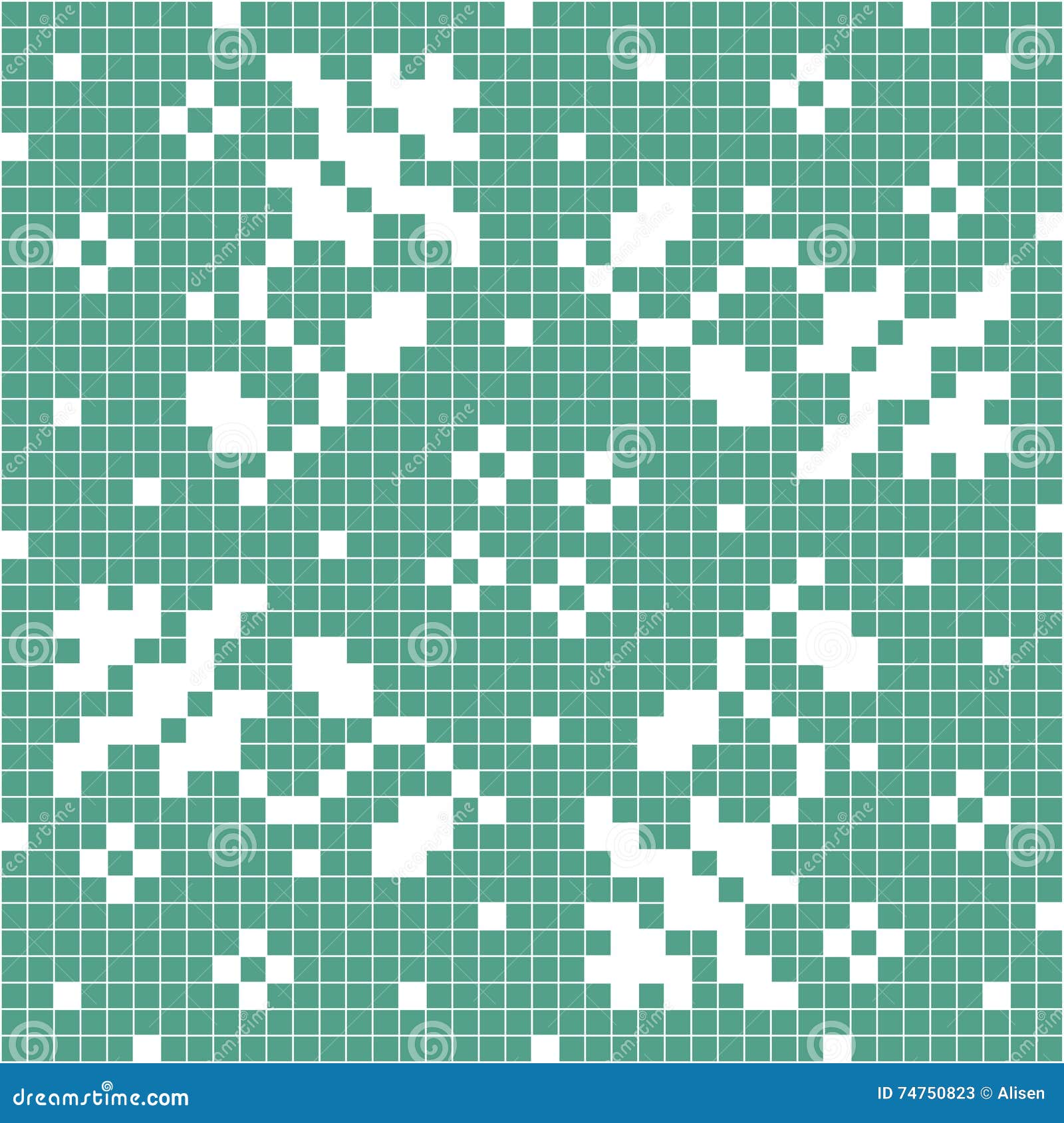Pixel Art Style Seamless Lace Pattern. Textile Blue and White Mosaic ...