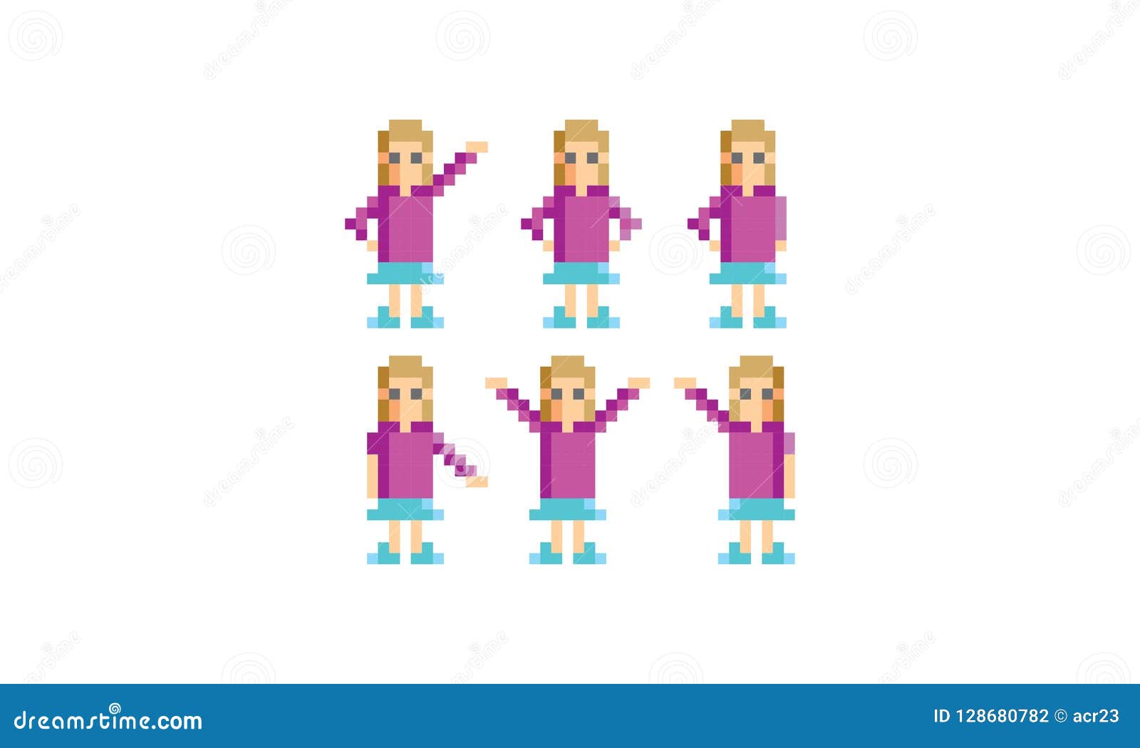 Pixel-Art Style Women-` S Logo Icon Vector Vektor Abbildung ...