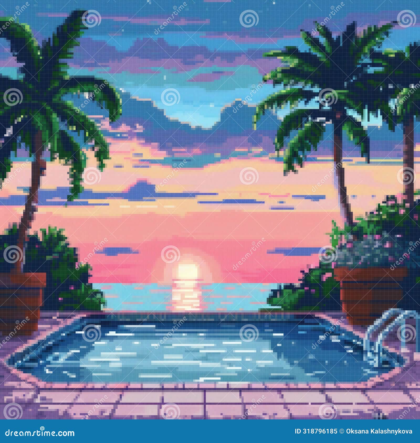 Pixel Beach People With Social Distance Pattern. Vector Illustration ...