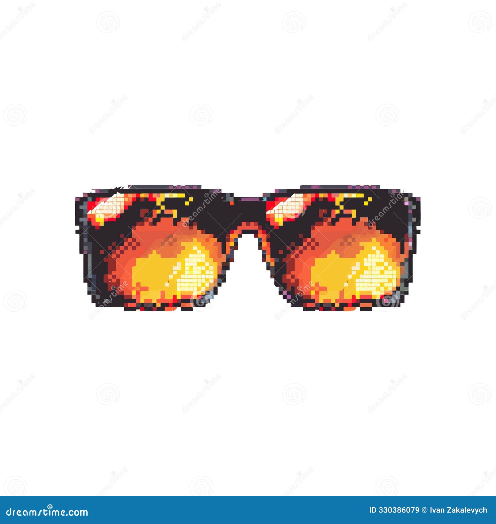 Pixel Art Sunglasses with Sunset Reflection Illustration. Vector Icon ...