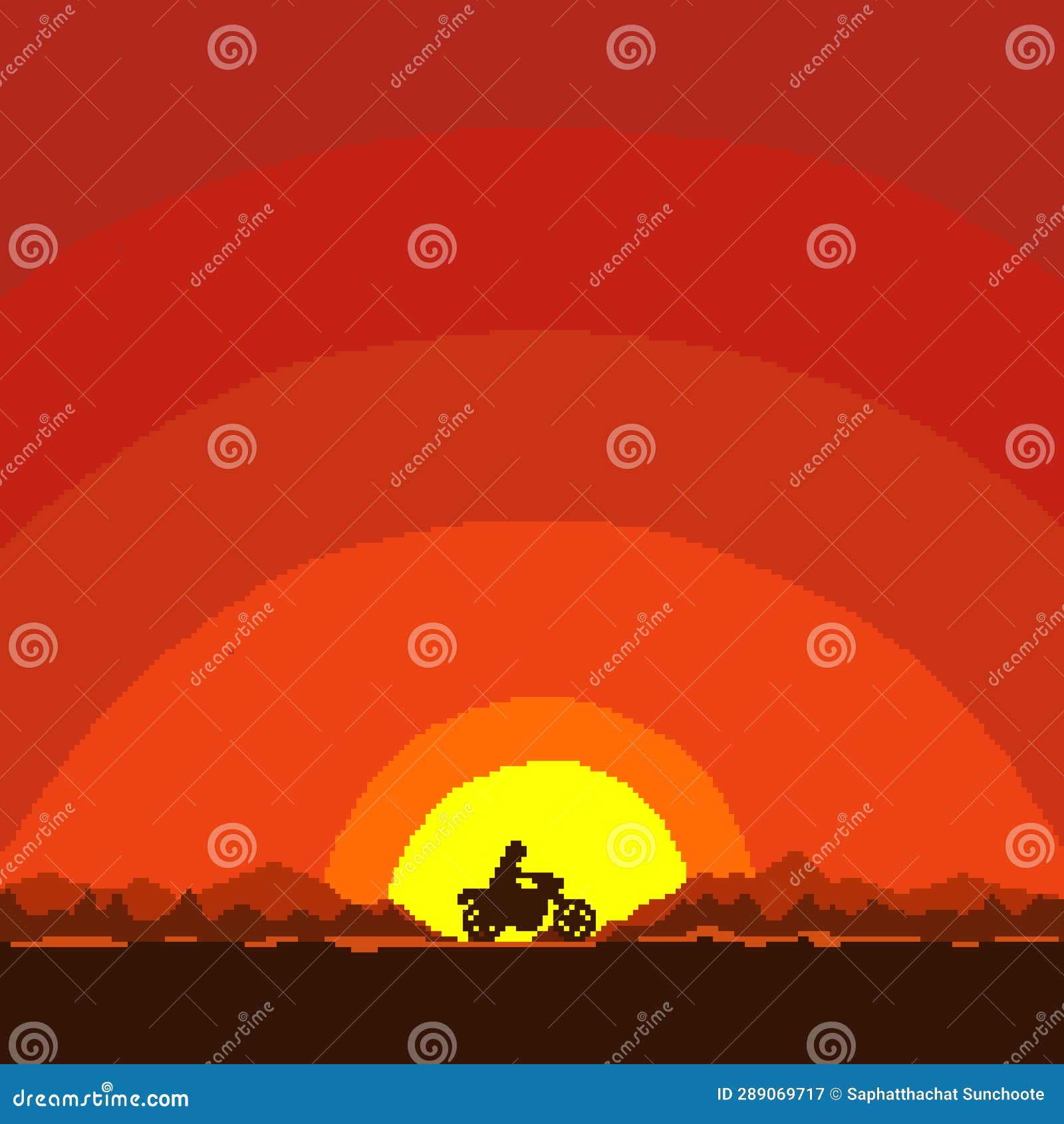 Pixel Art Sunset Bike Rider Stock Vector - Illustration of scene, dusk ...