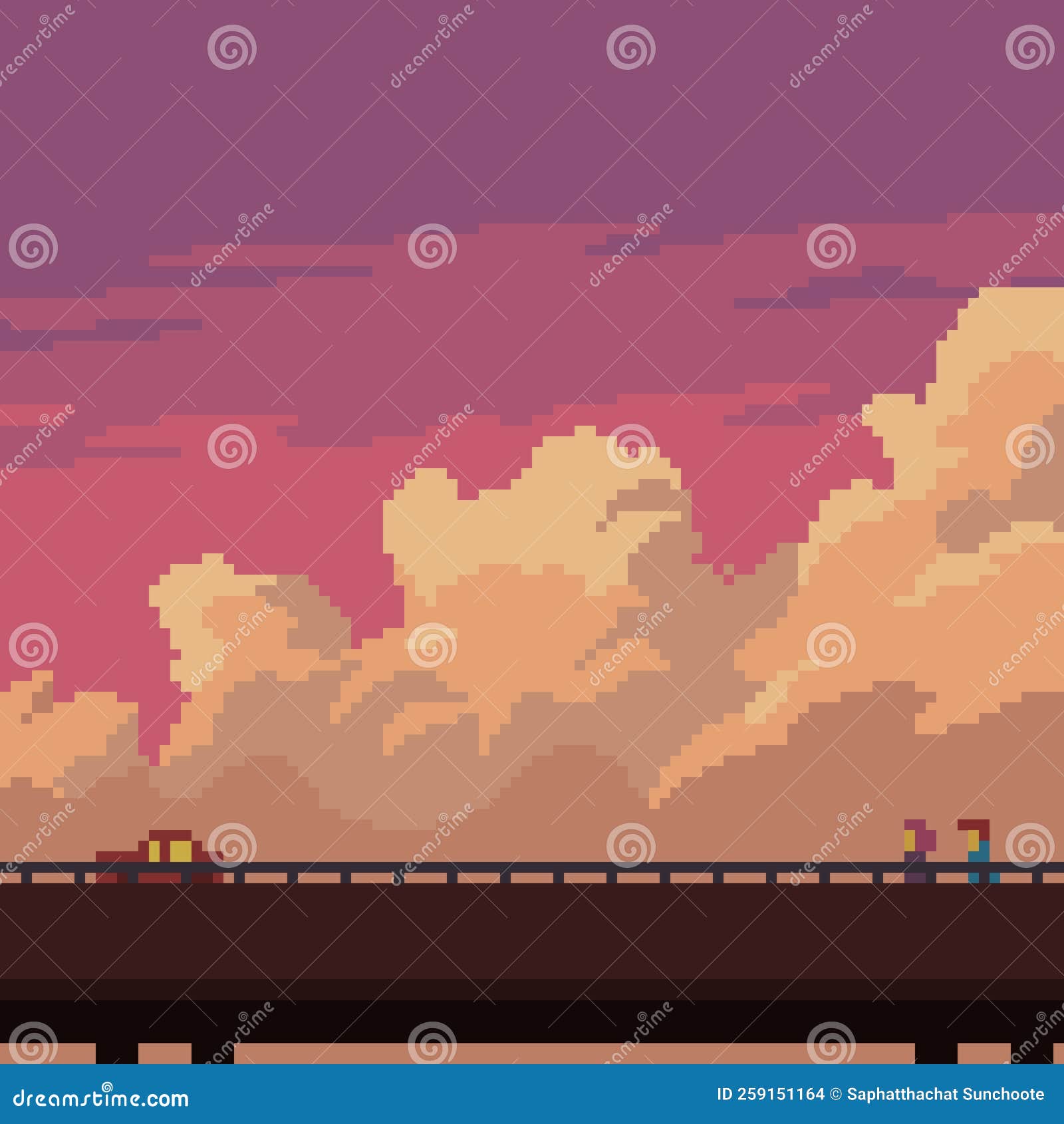Pixel Art Sunset Bridge View Stock Vector - Illustration of cloud ...