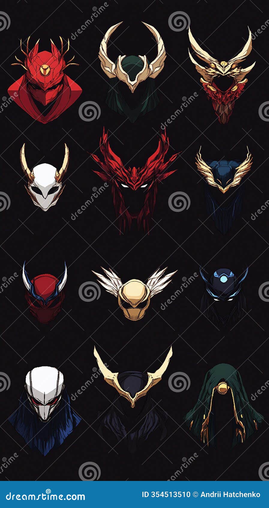 Pixel Art Masks: A Fantasy Collection Stock Image | CartoonDealer.com #373163233