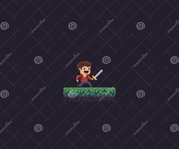 Pixel Art Swordsman vektor abbildung. Illustration von schlacht - 105761237