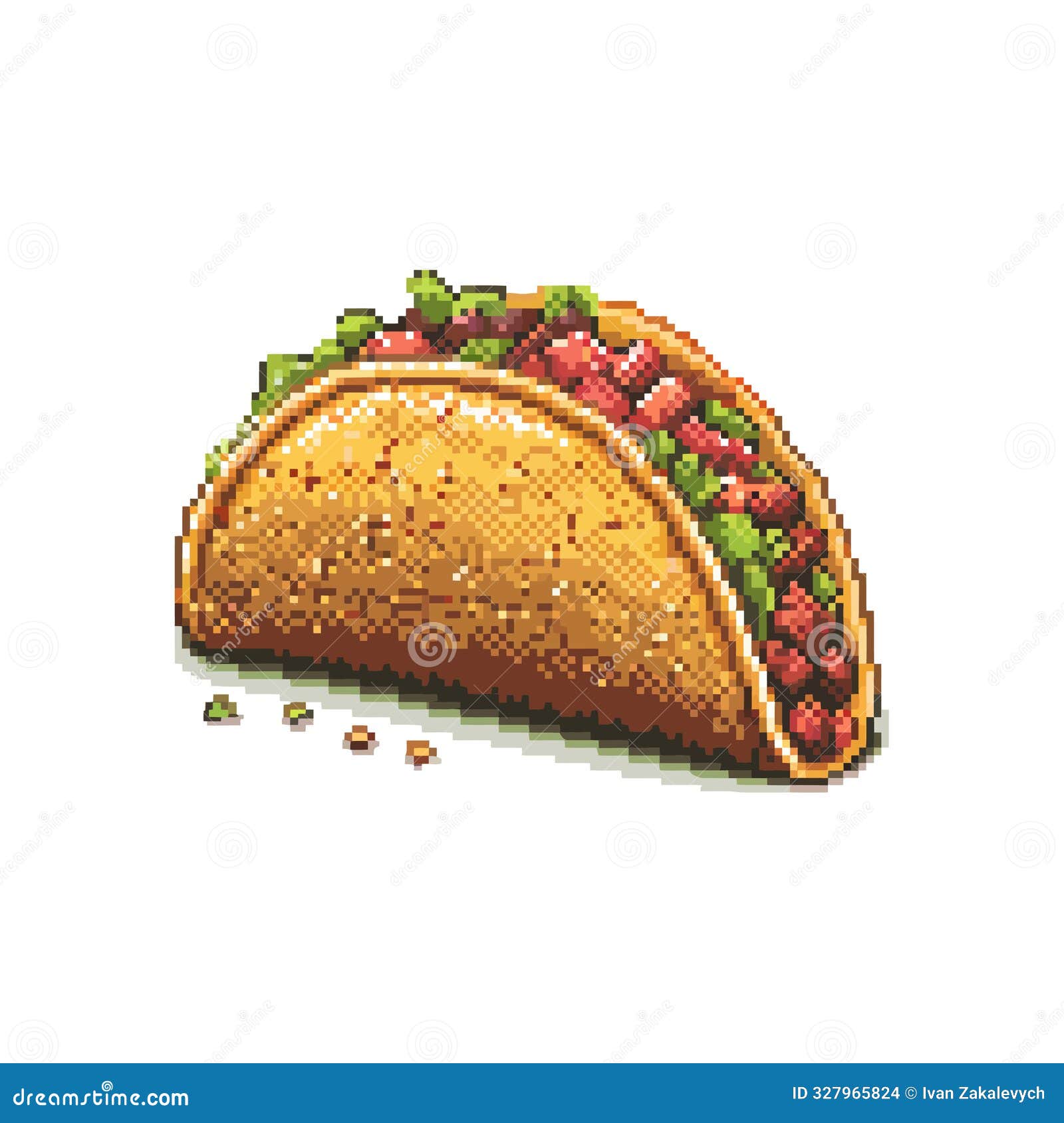 Pixel Art Taco with Meat and Vegetables. Vector Illustration Design ...