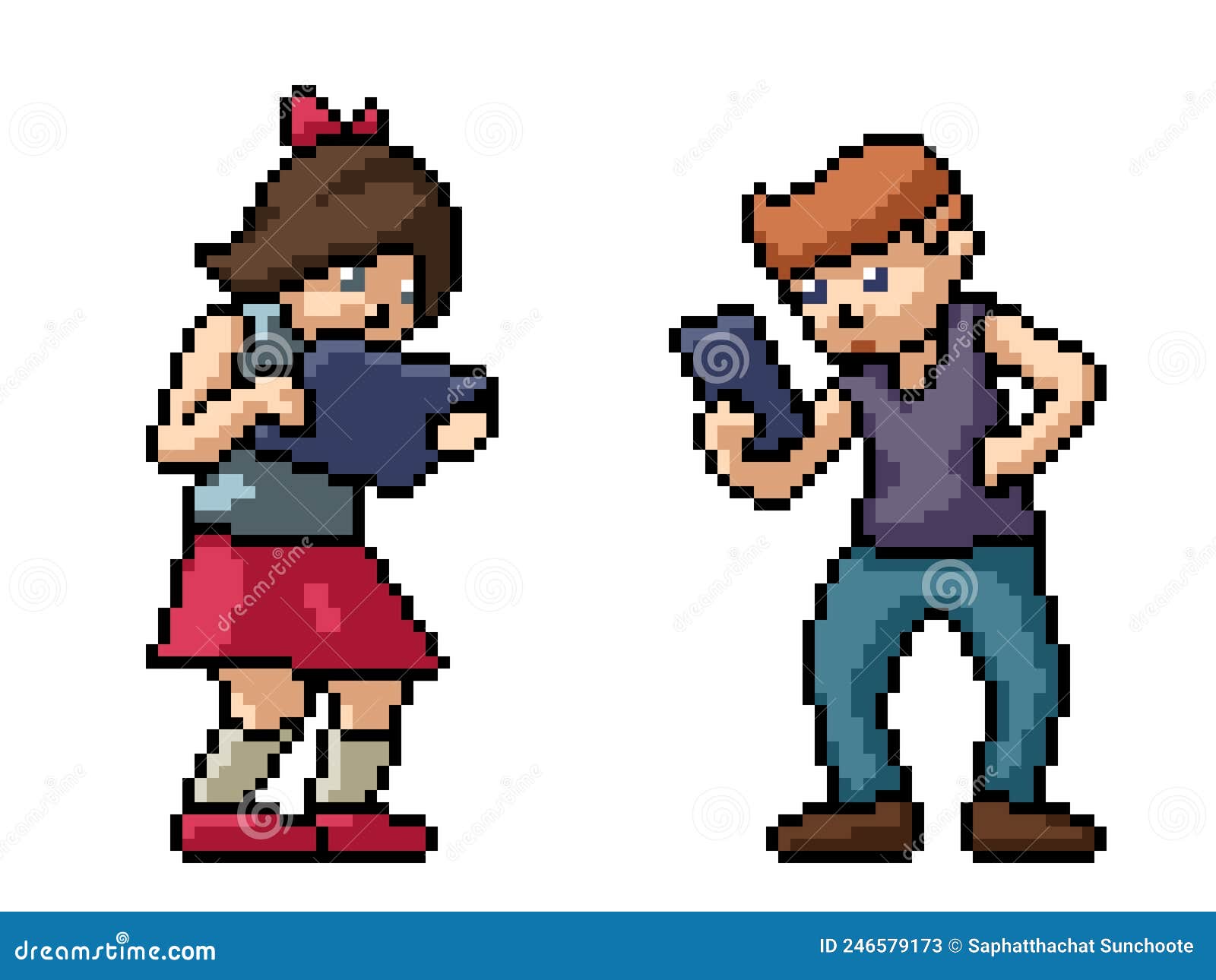 Pixel Art Teenager Checking Phone Stock Vector - Illustration of girl ...