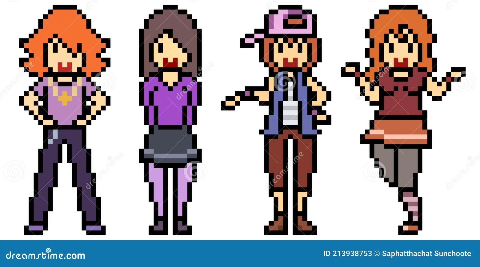 Pixel Art Group Of People Character. Stock Photography | CartoonDealer ...