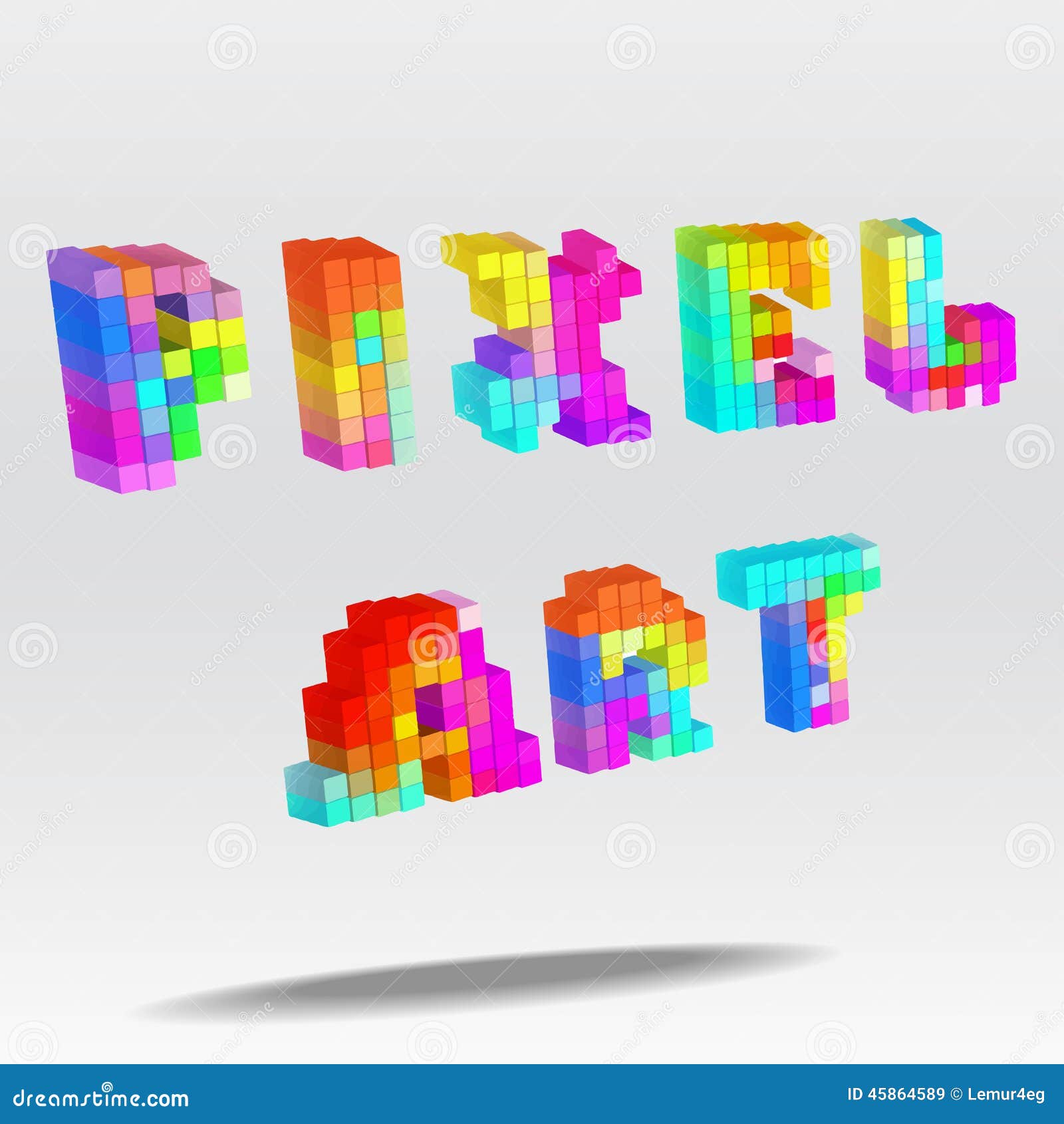 Pixel art text stock vector. Illustration of cube, pixels - 45864589