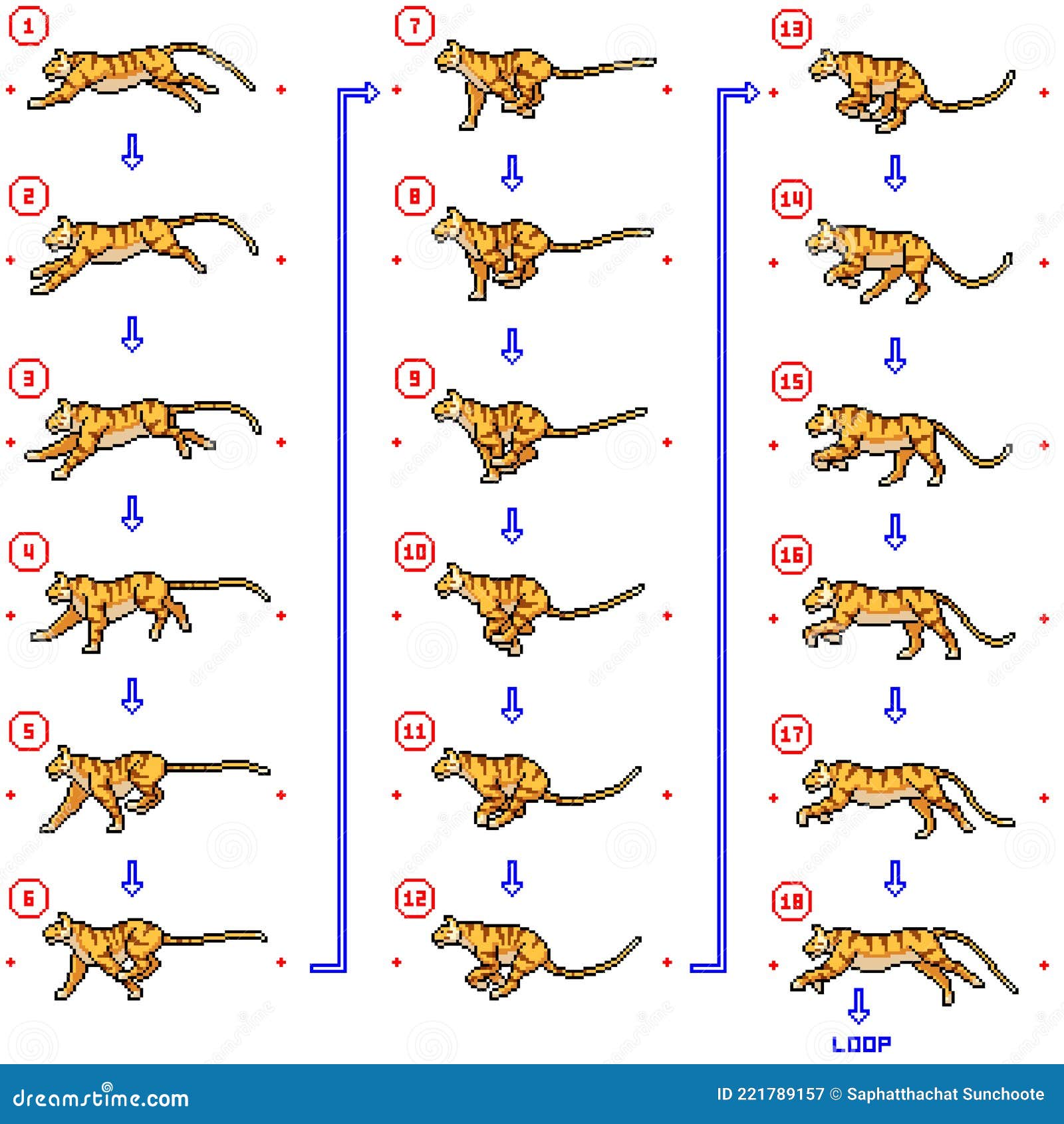 Running Man Animation Sprite Set. 8 Frame Loop. Cartoon Vector ...