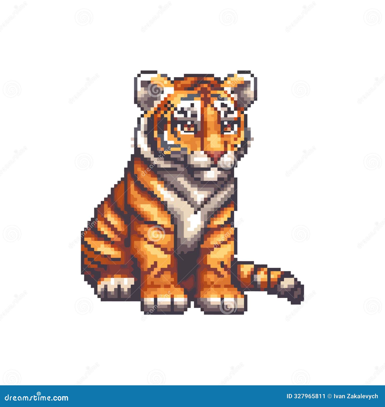 Pixel Art Tiger Sitting on White Background. Vector Illustration Design ...