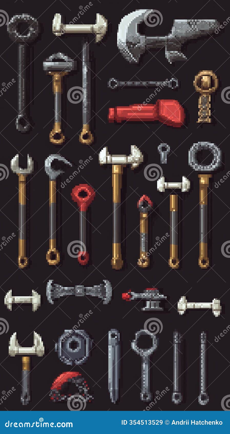 Pixel Art Tools Set Including Hammers Screwdrivers And Wrenches ...