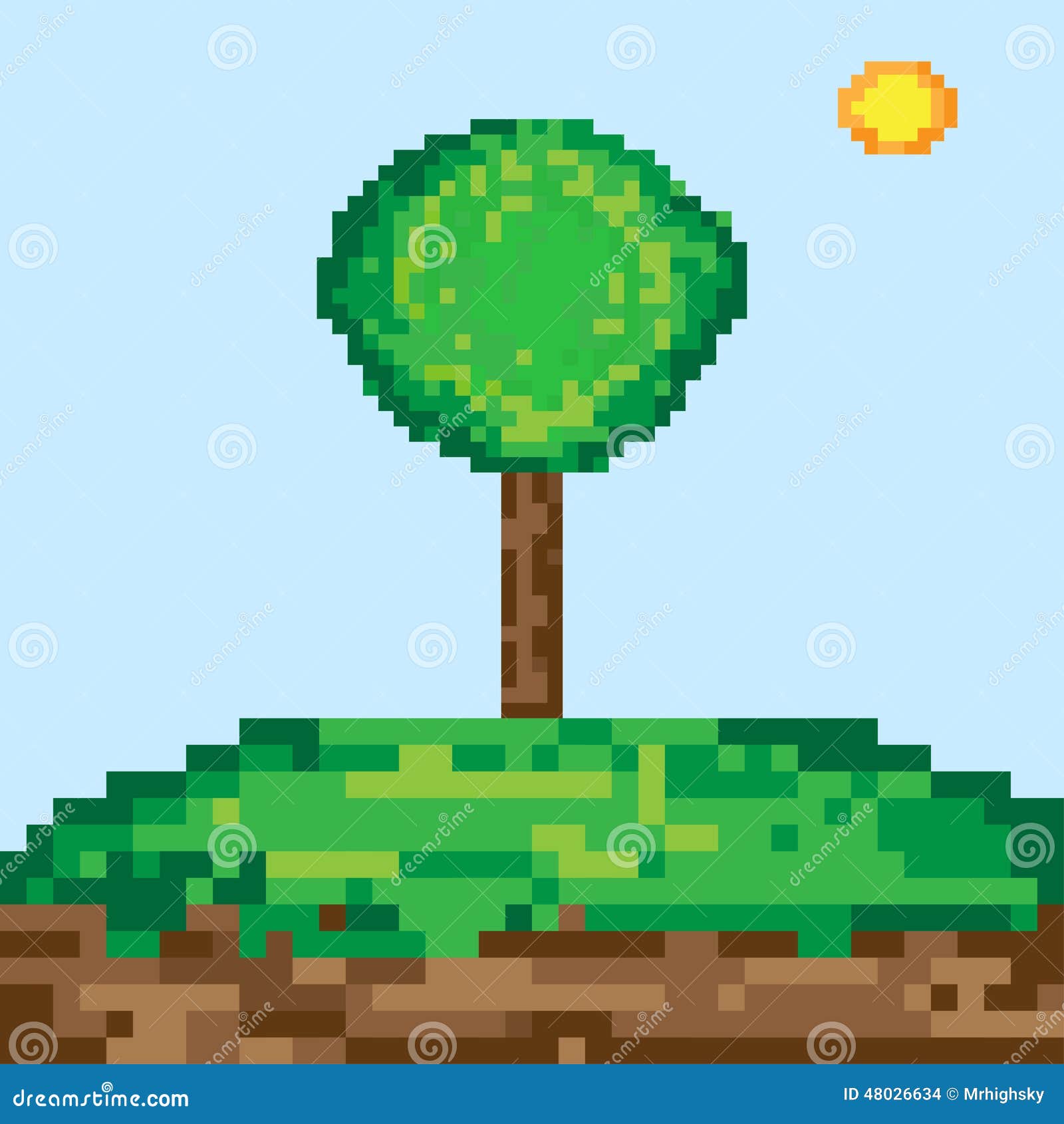 Pixel art tree stock vector. Illustration of concept - 48026634