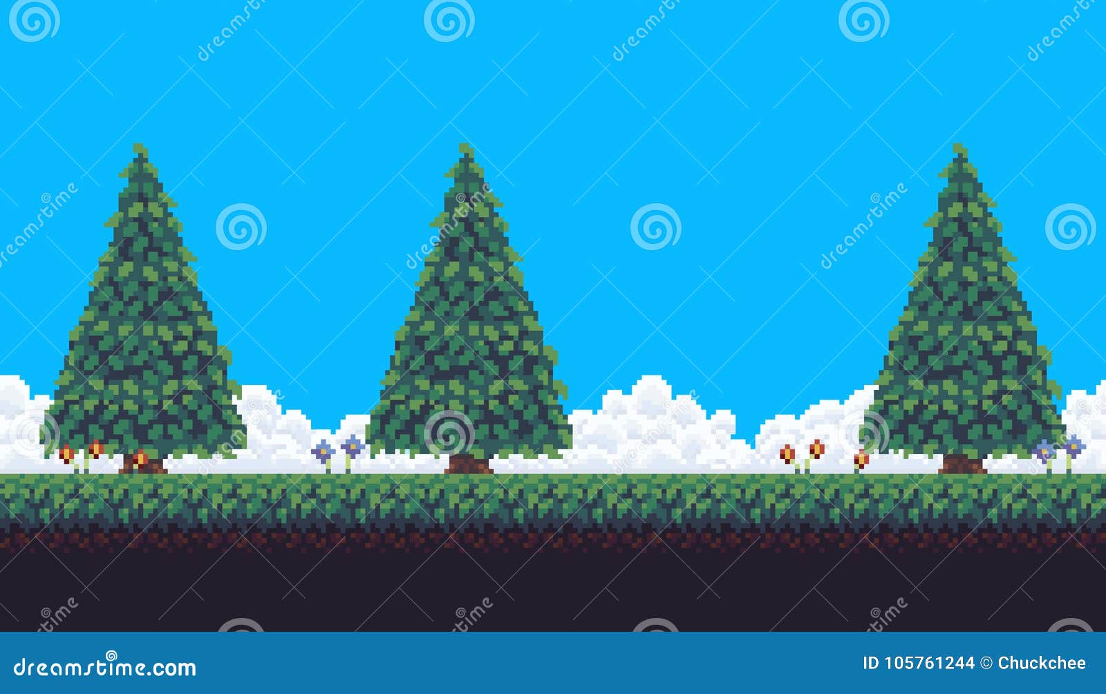 Pixel Art Trees vektor abbildung. Illustration von landschaft - 105761244