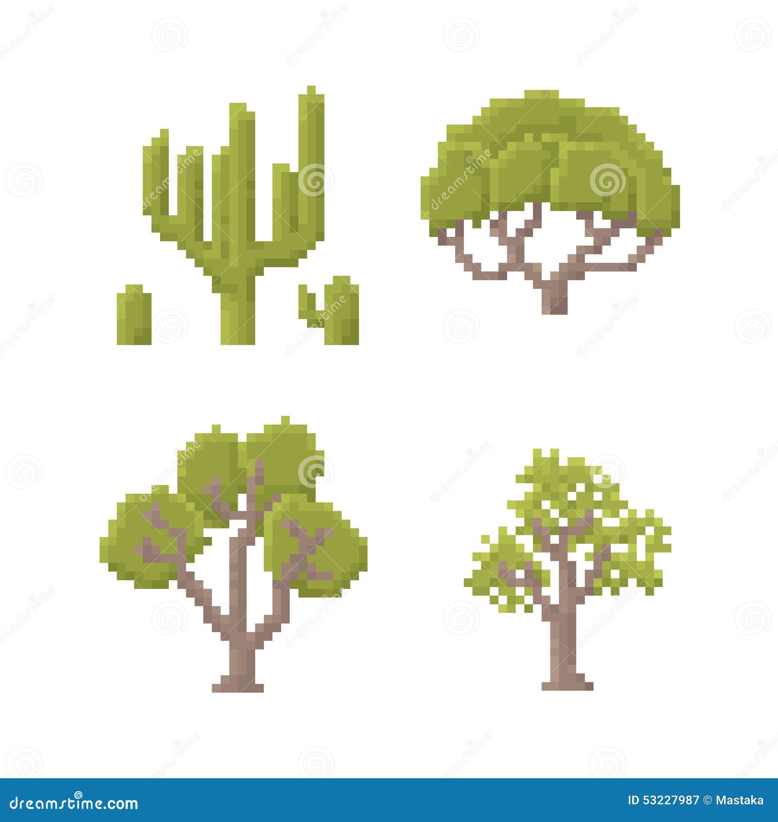 Pixel Art Trees vector illustratie. Afbeelding bestaande uit peyote ...